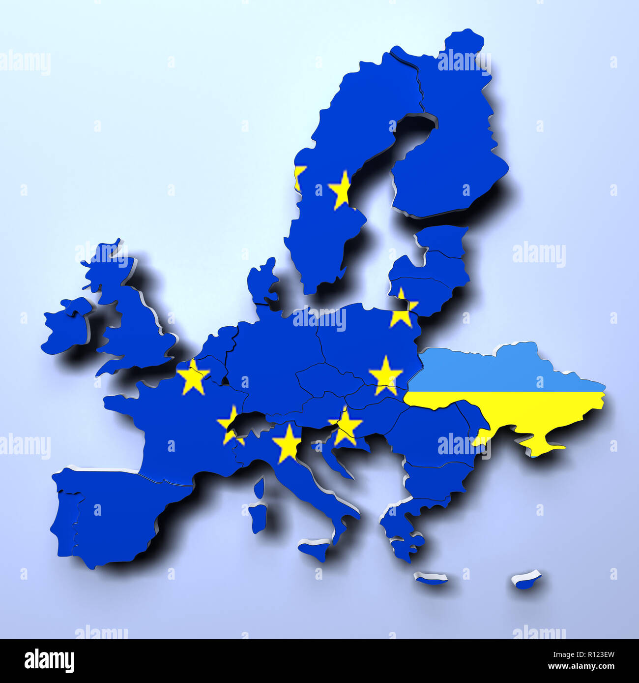 European union country 3d map hi-res stock photography and images - Alamy