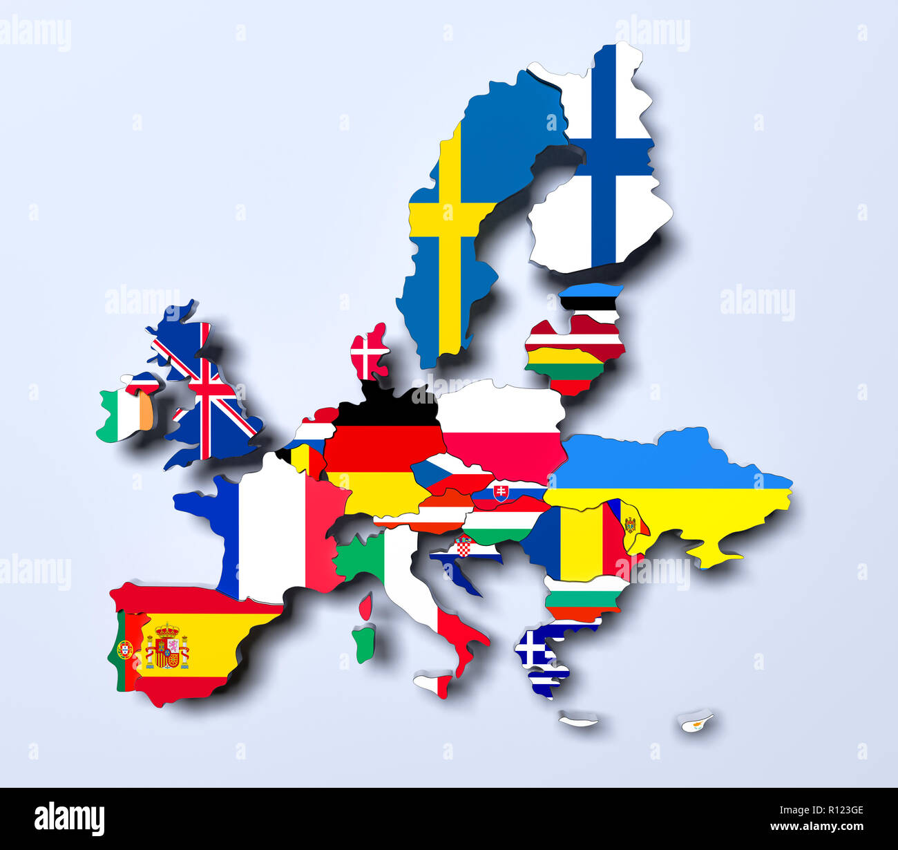 European Union political Map 3d rendered image Stock Photo - Alamy