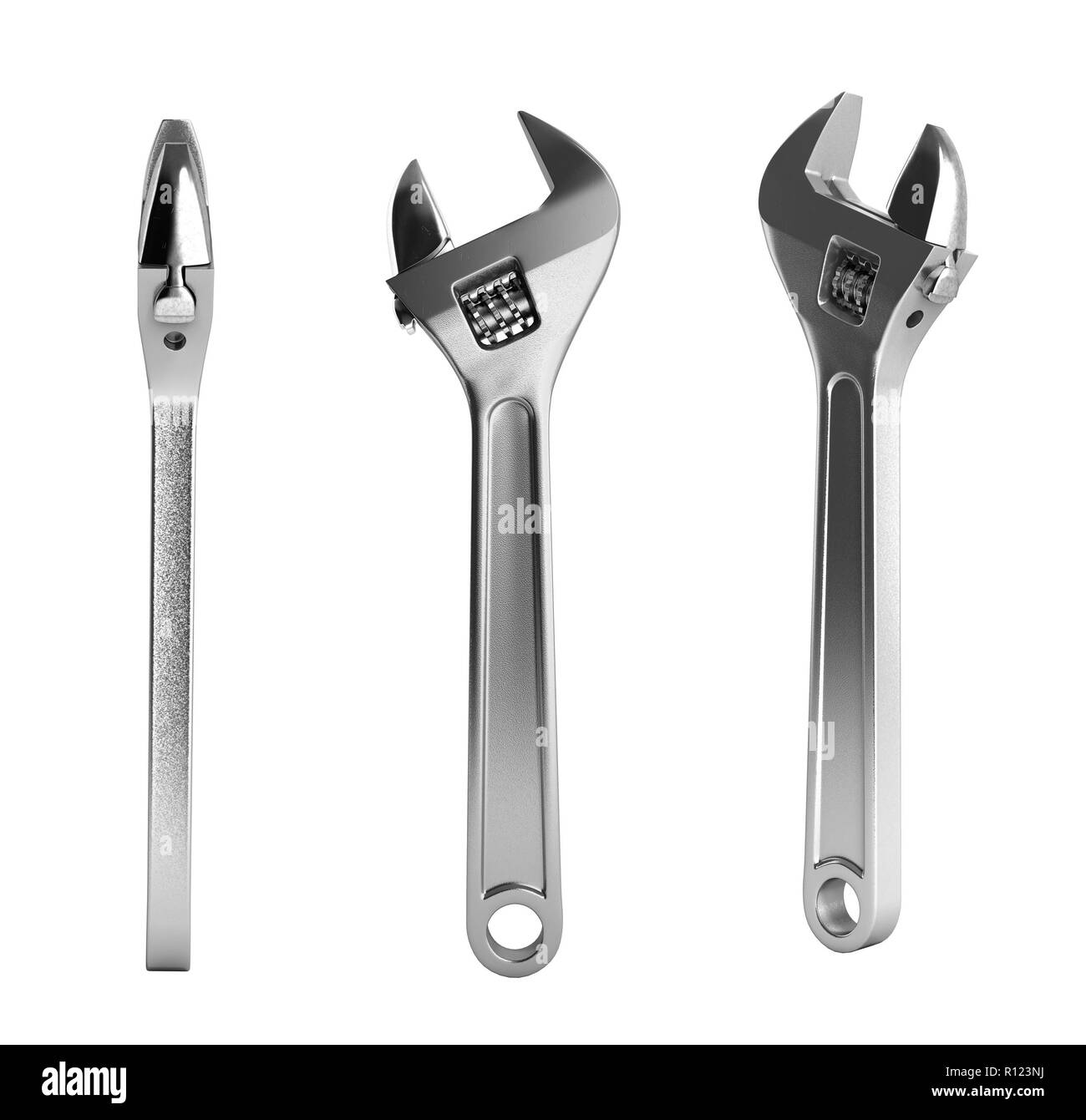 Adjustable wrench 3d render isolated on white Stock Photo - Alamy