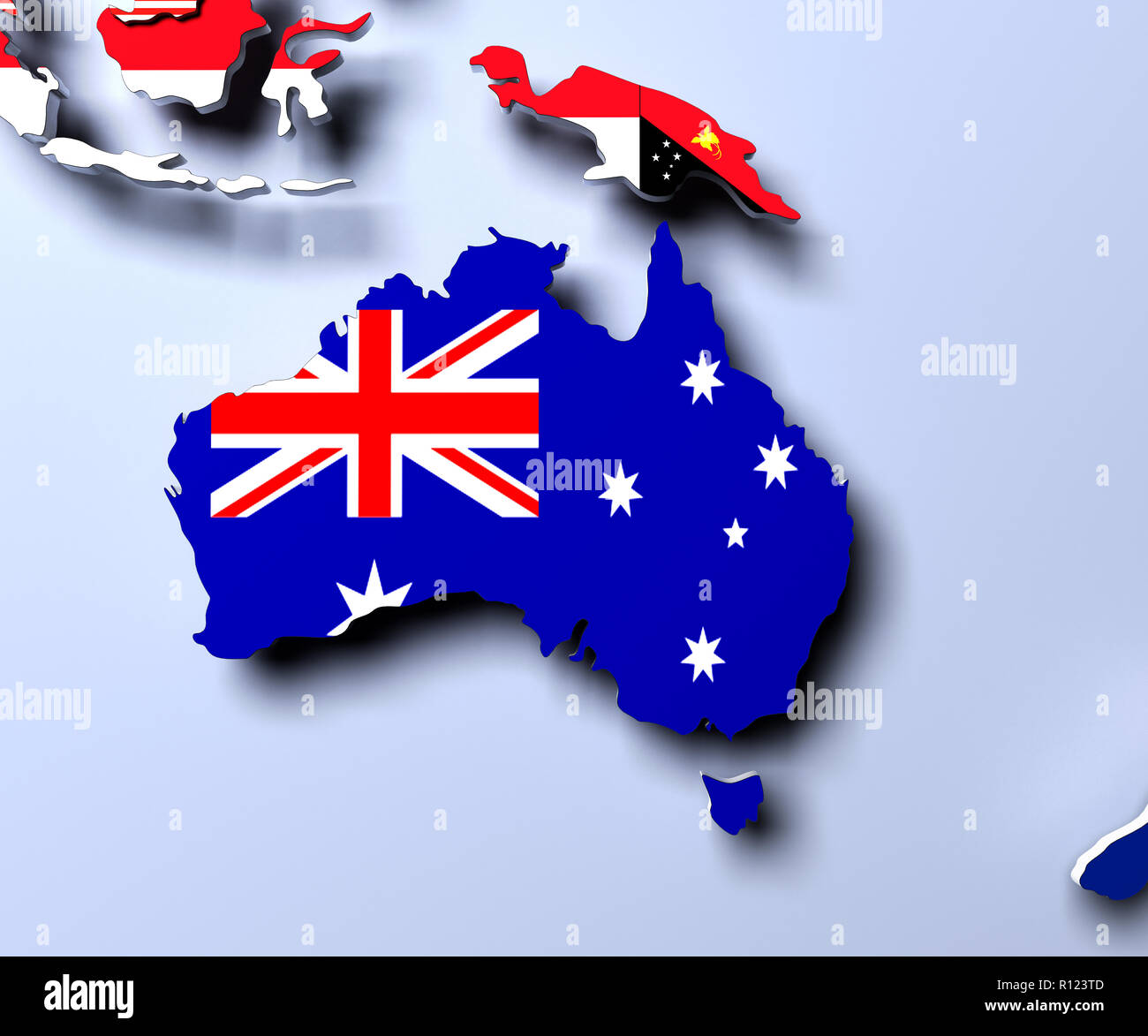 3D flag map of Australia render Stock Photo - Alamy