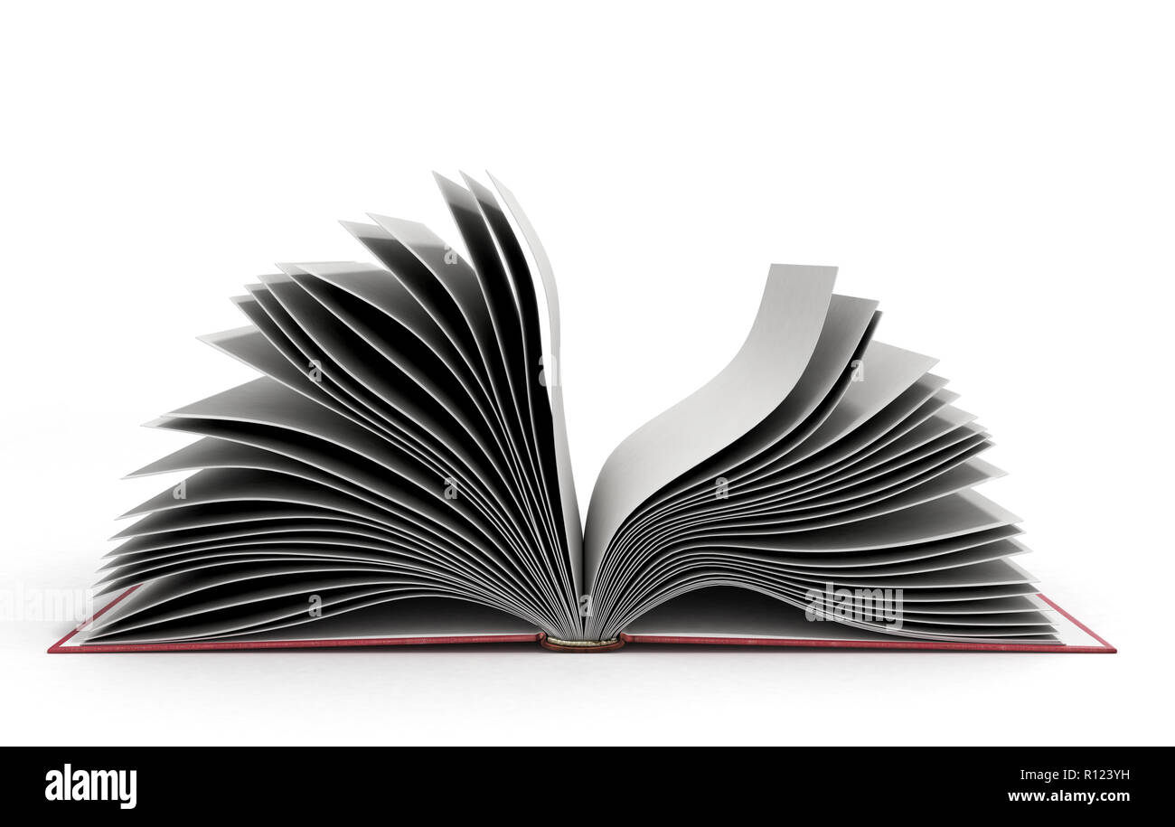 open book 3d render on white background Stock Photo - Alamy