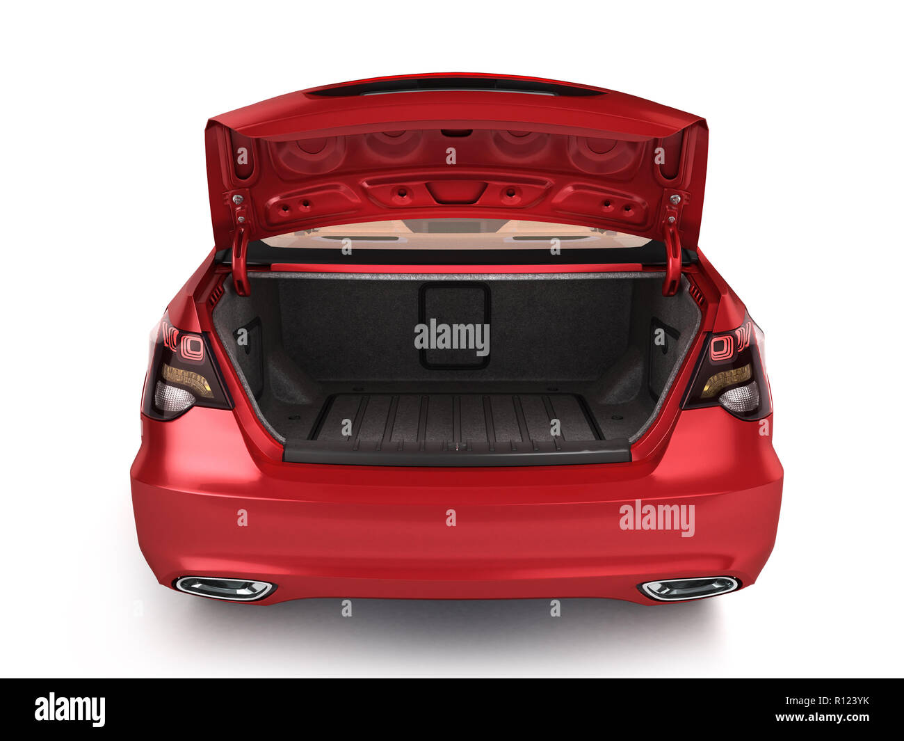 empty open trunk of a car 3d render Stock Photo - Alamy