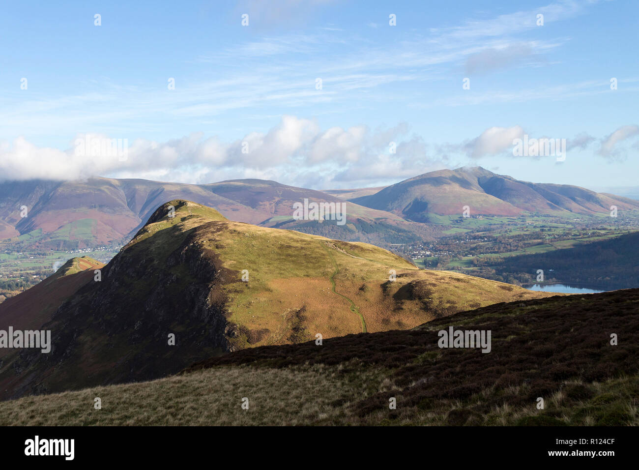 Cat Bells and Blencathra from the Lower Slopes of Maiden Moor, Lake ...