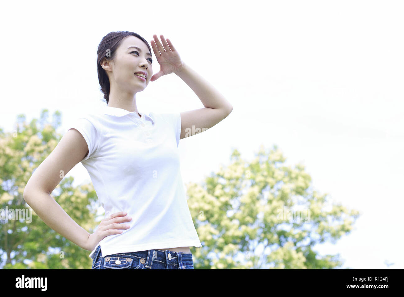 young woman looking at distance Stock Photo - Alamy
