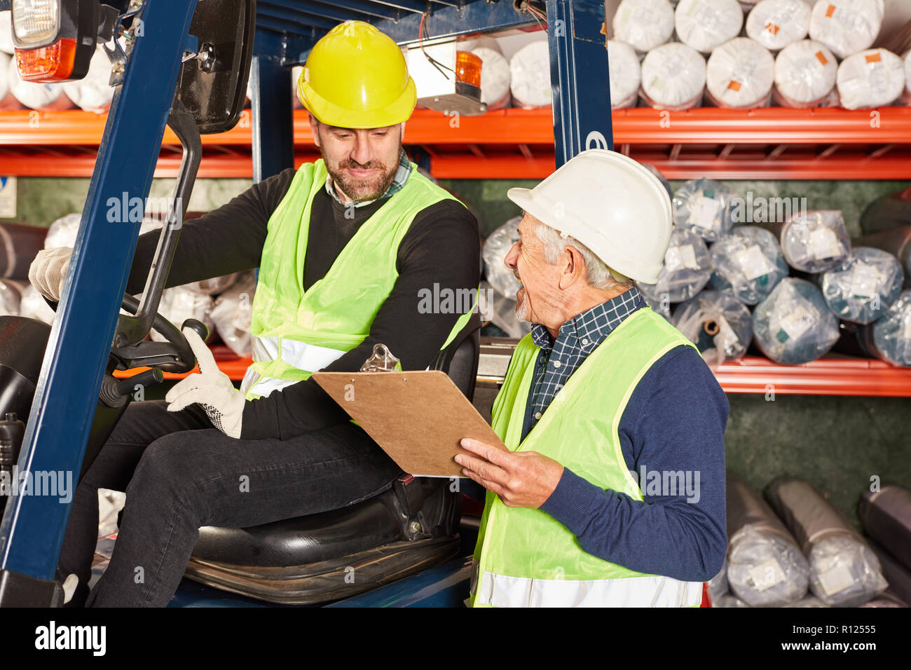 Two forklift warehouse hi-res stock photography and images - Alamy
