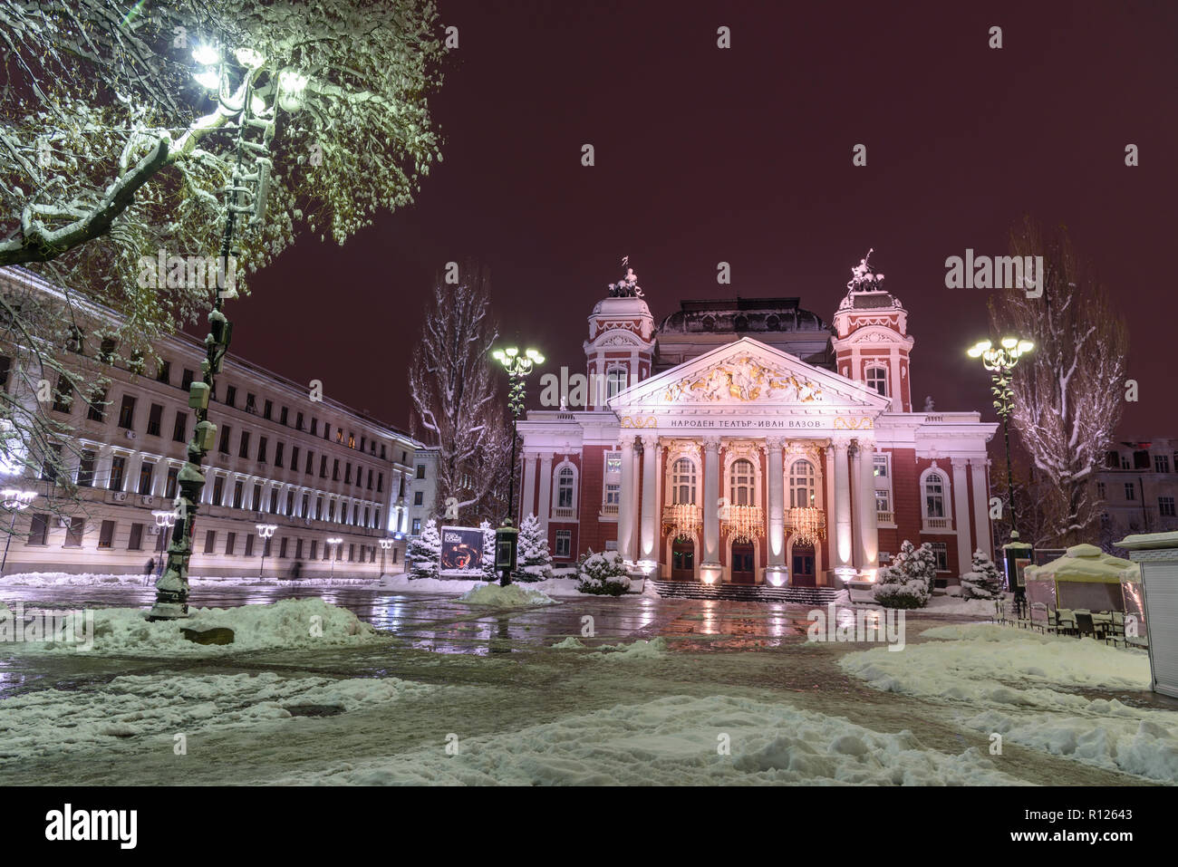 Sofia by night in winter - beautiful snowy cityscape - most iconic ...