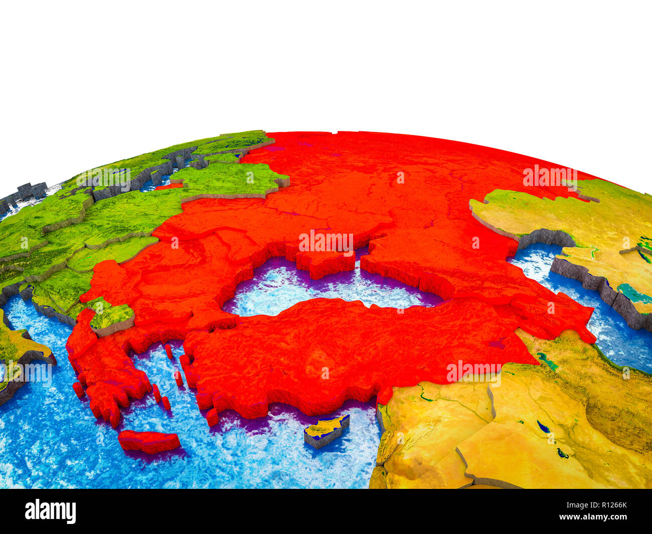 BSEC countries on 3D Earth with visible countries and blue oceans with ...