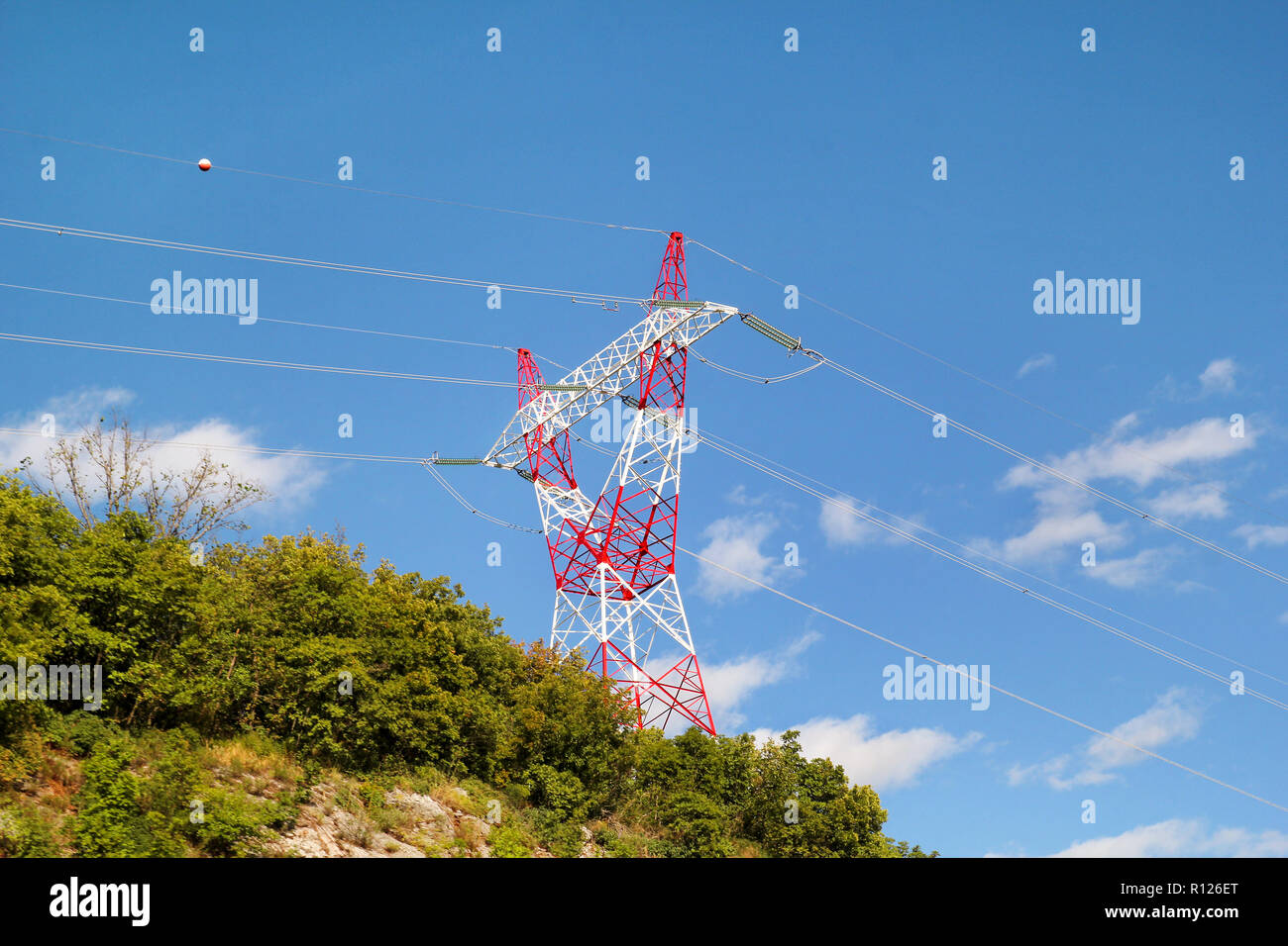 High voltage power electrical transmission tower and electricity pole ...