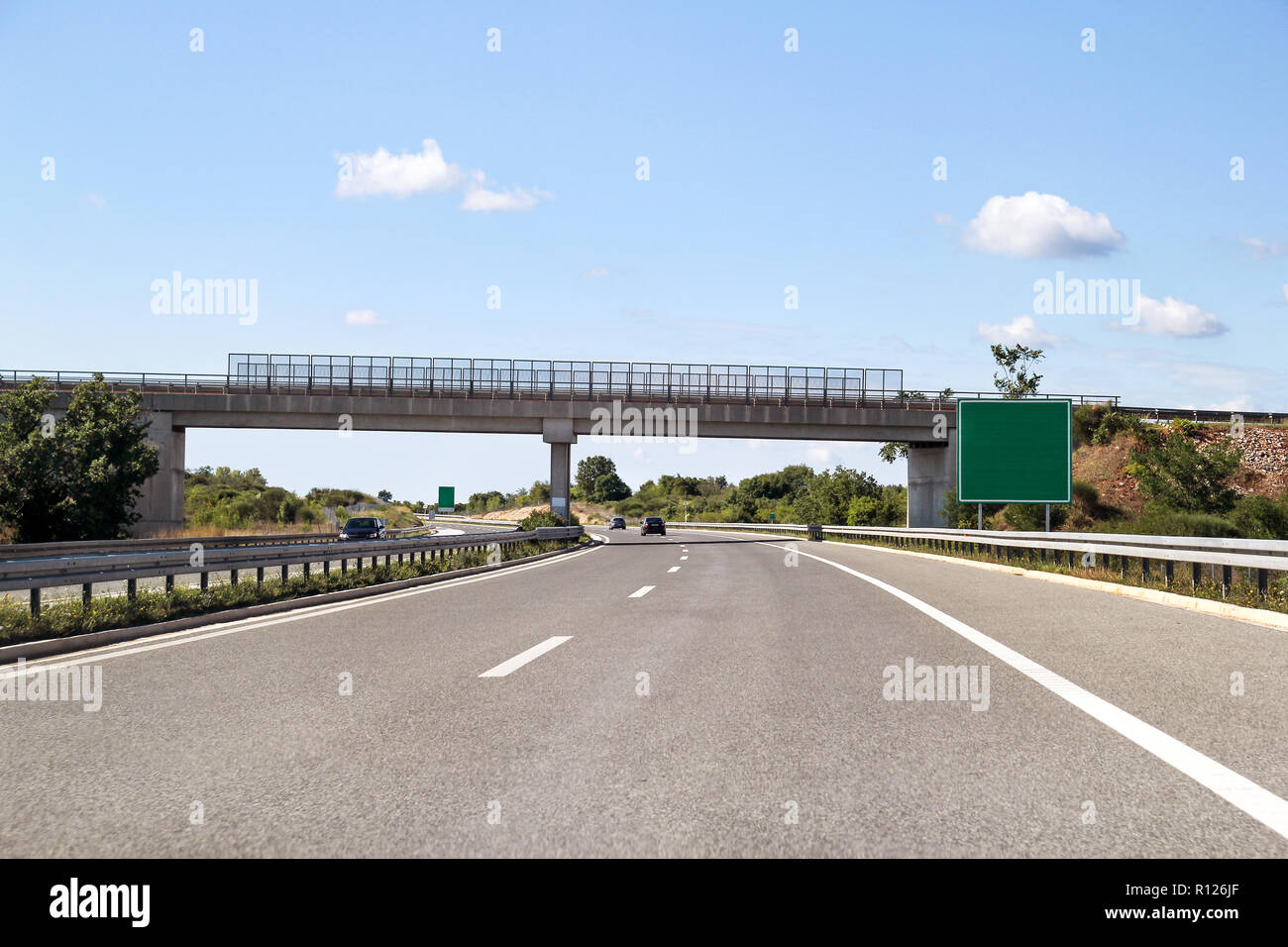 Scenic view on overpass and highway road leading through in Croatia ...