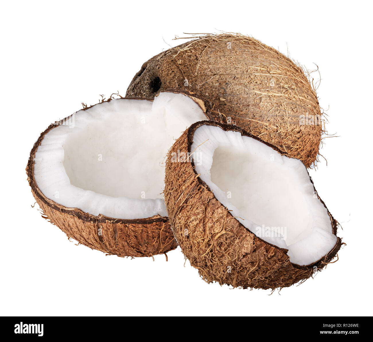 Group of coconuts isolated on white background Stock Photo - Alamy