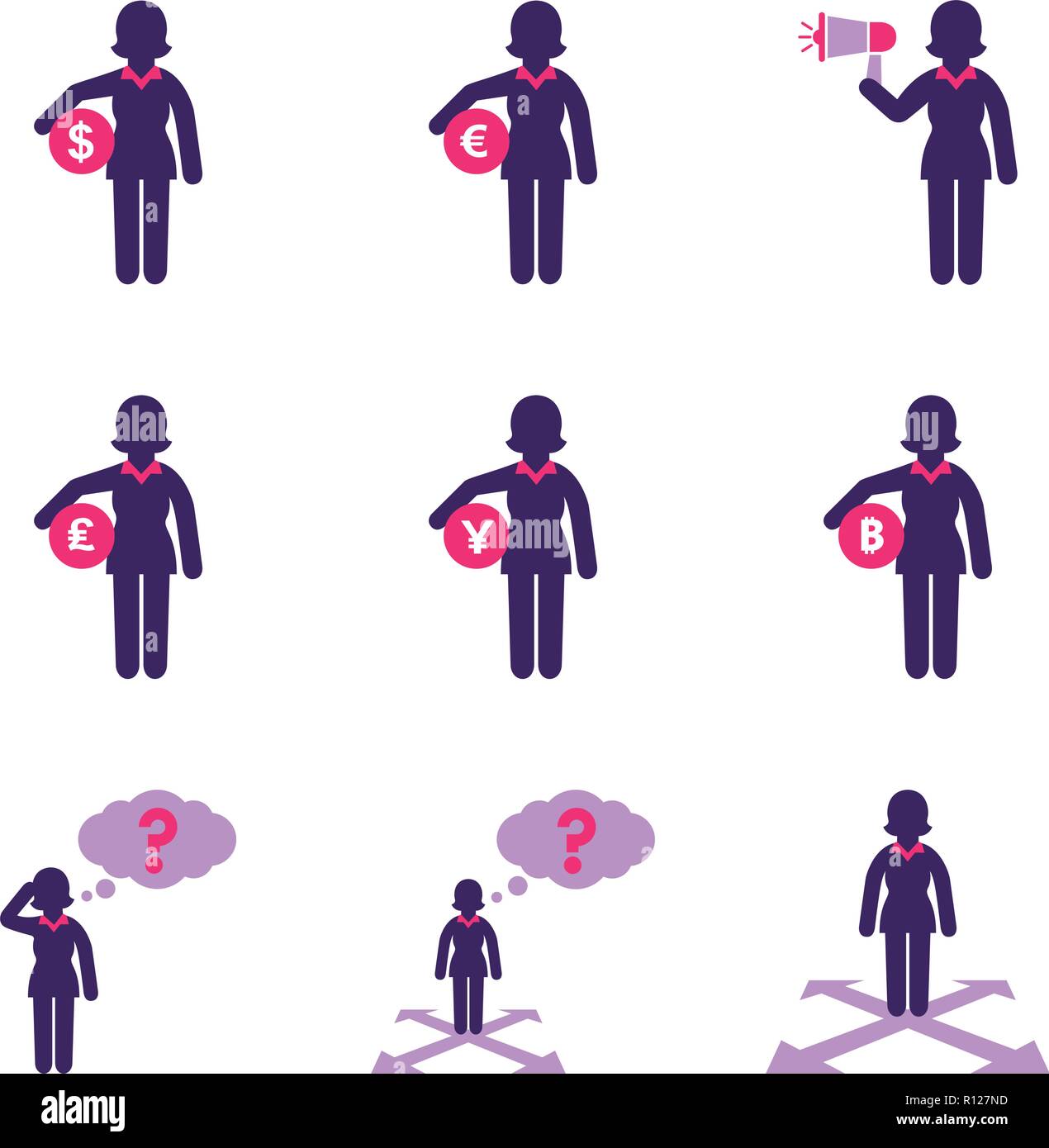 Business woman office thinking Stock Vector Images - Alamy