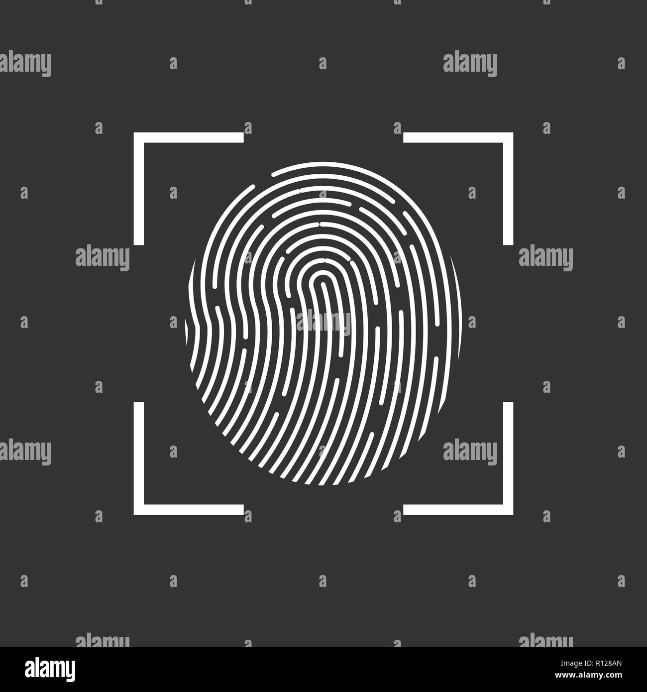 Identification symbol. Fingerprint icon. Vector illustrations. Flat ...