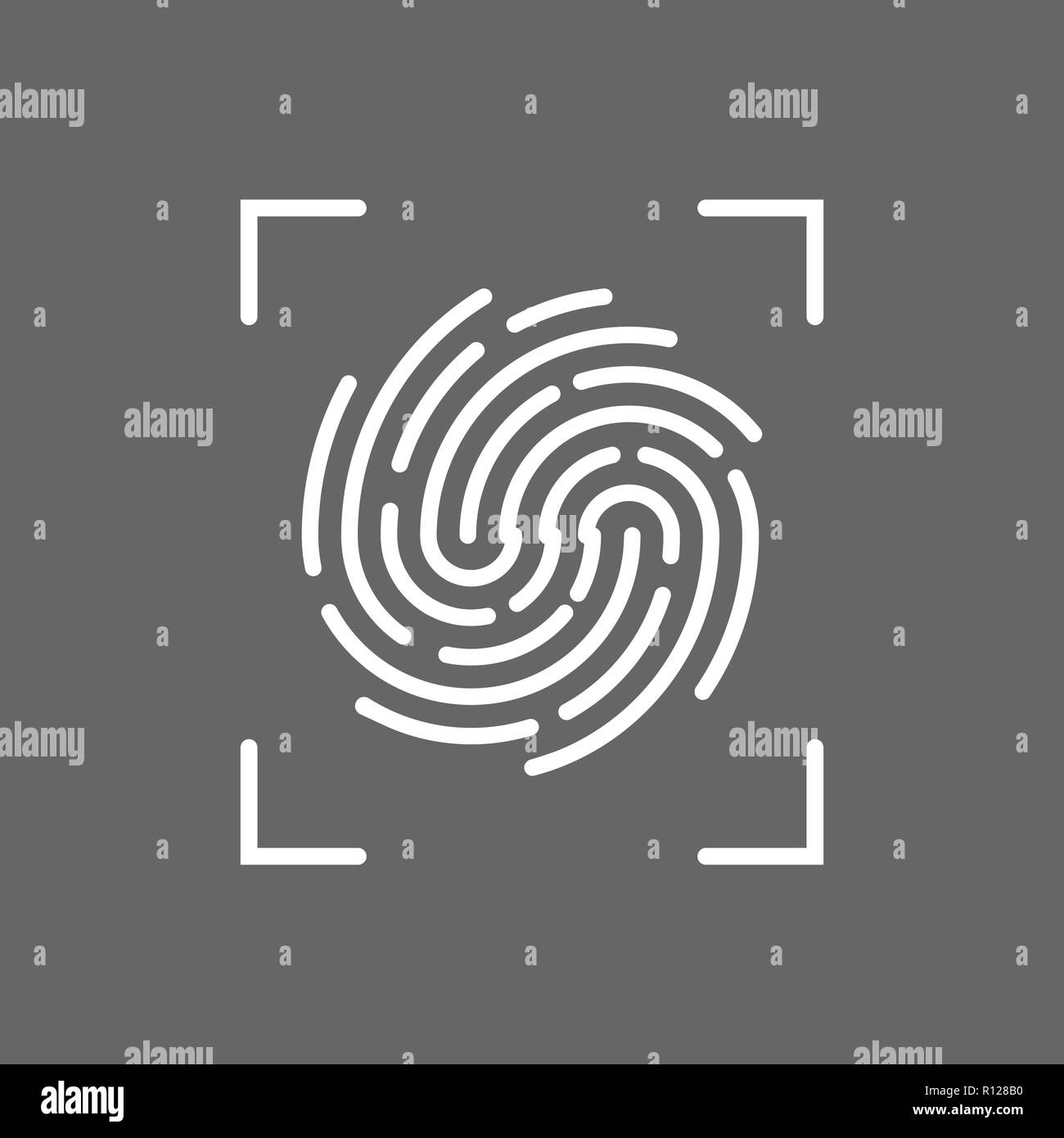 Identification symbol. Fingerprint icon. Vector illustrations. Flat ...