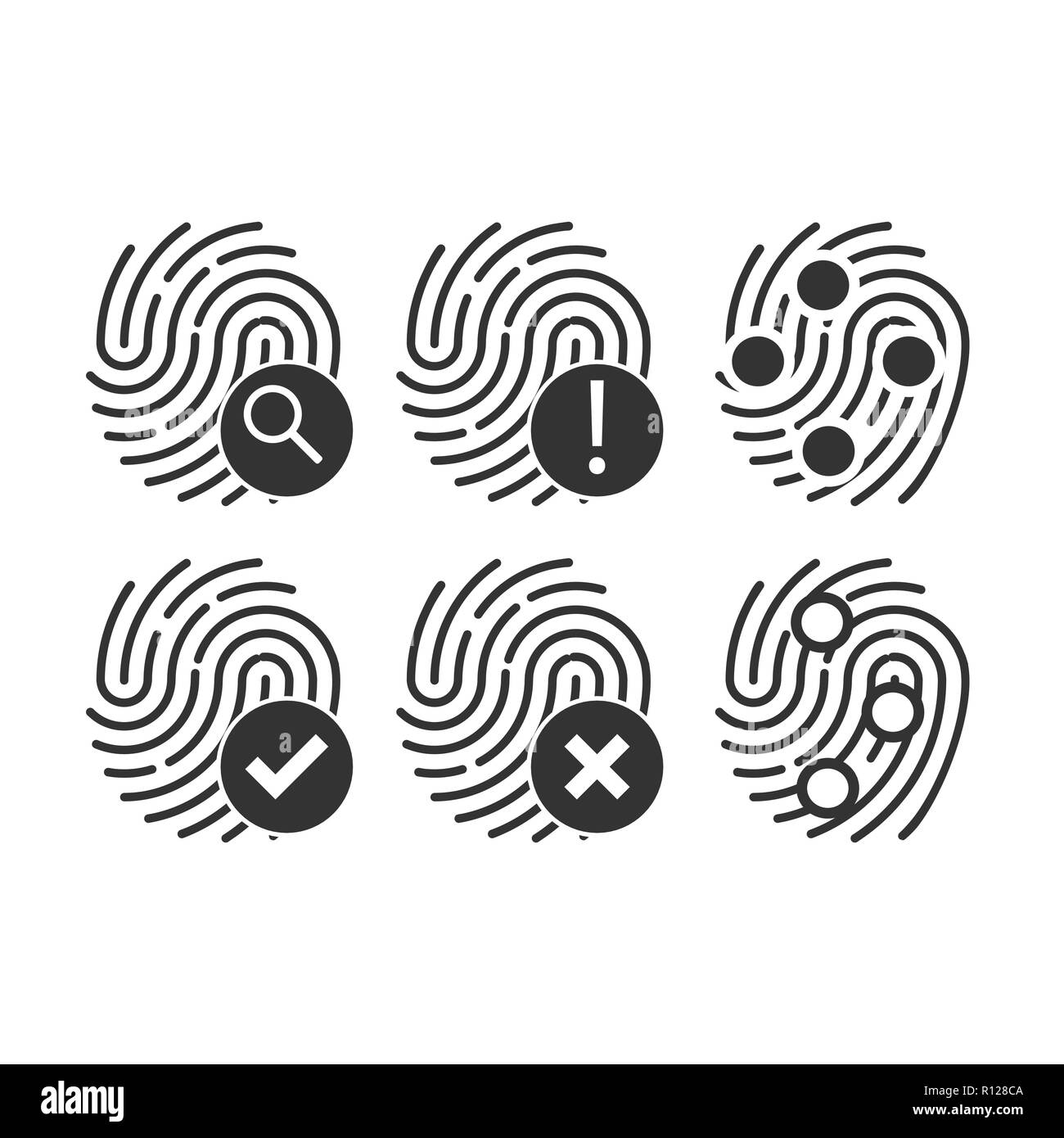 Identification symbol. Fingerprint icon. Vector illustrations. Flat ... Identification symbol. Fingerprint icon. Vector illustrations. Flat ...