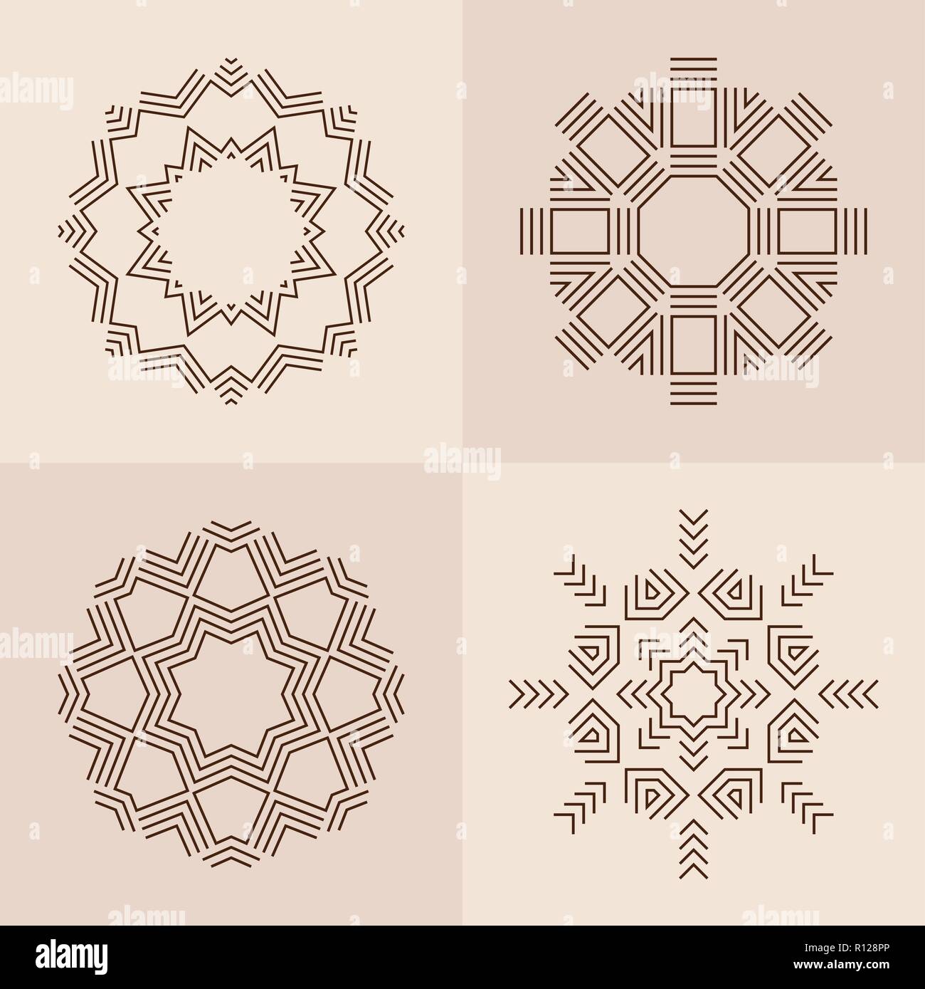 Abstract symmetric geometric shapes, symbols for your design. Vector ...
