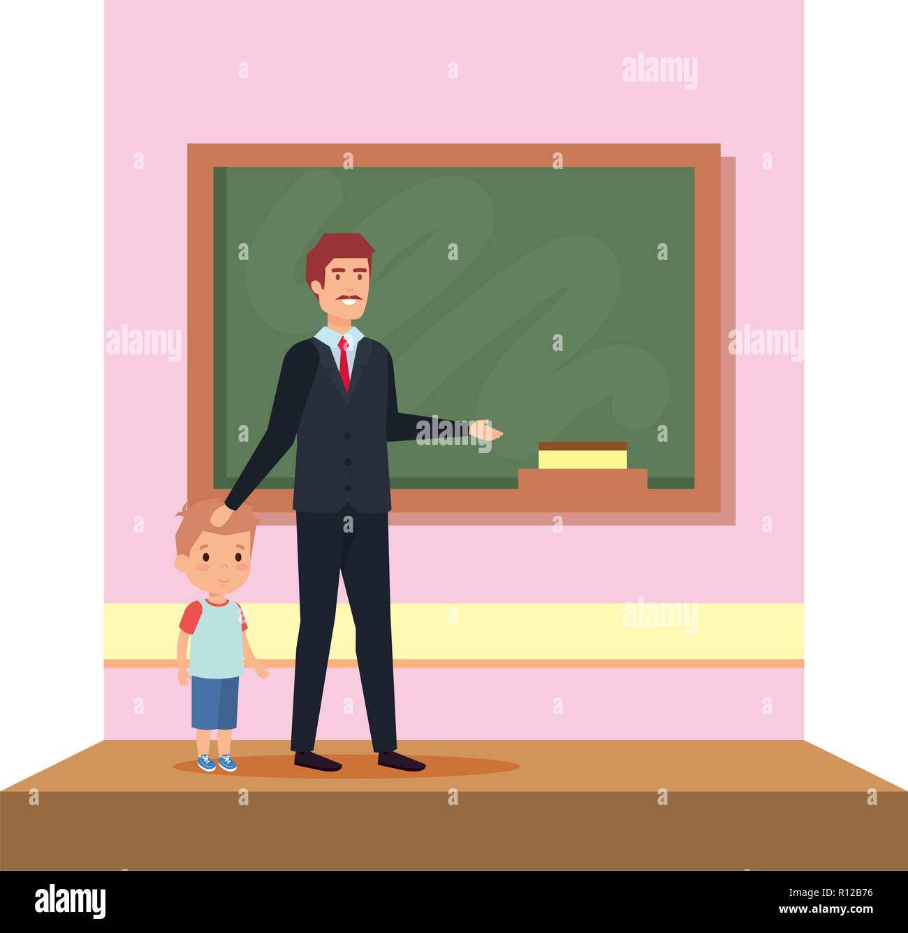 Cartoon boy chalkboard teaching class hi-res stock photography and ...