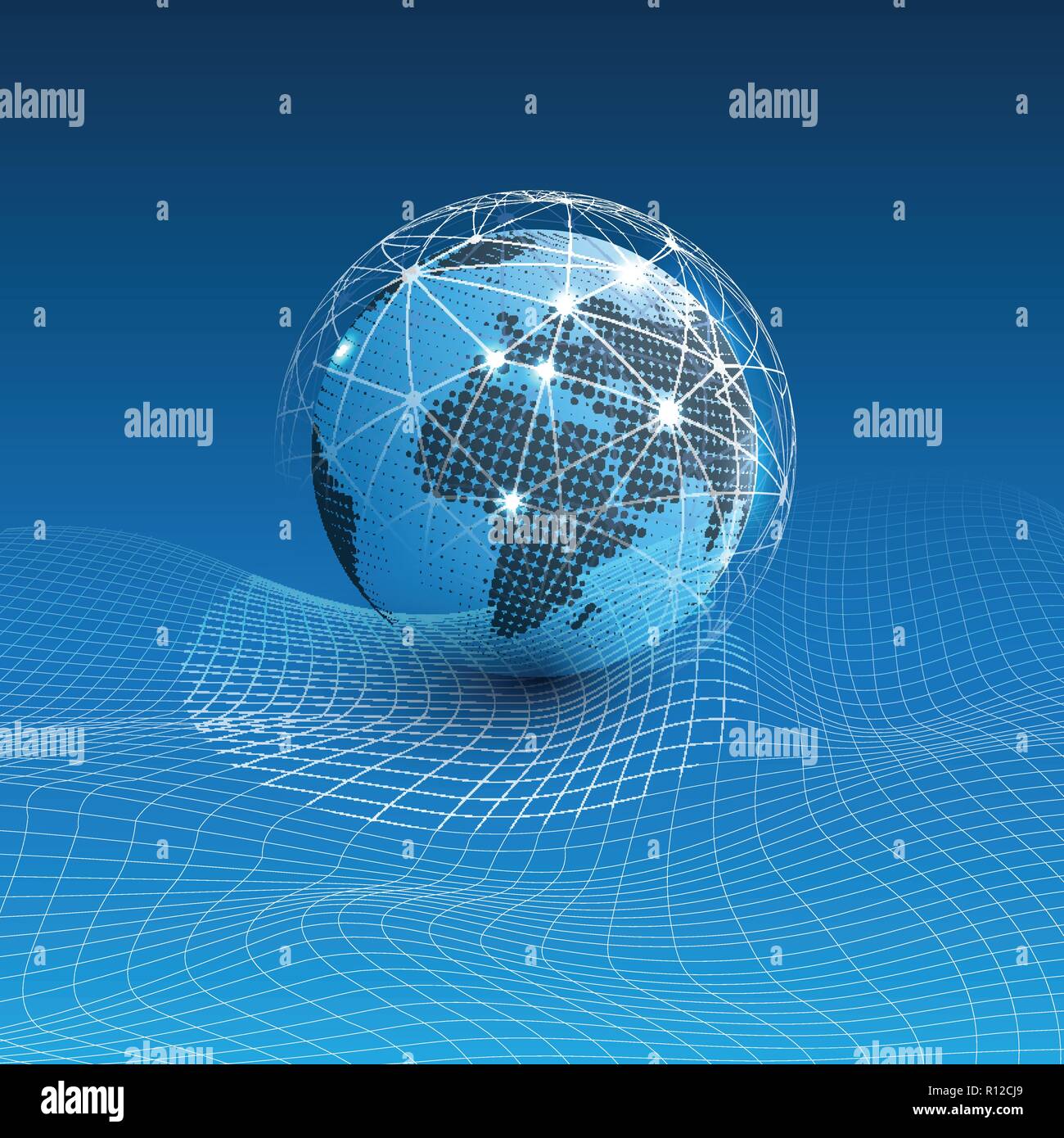 Futuristic Global Technology, Networking and Cloud Computing Design Concept with Earth Globe and ...