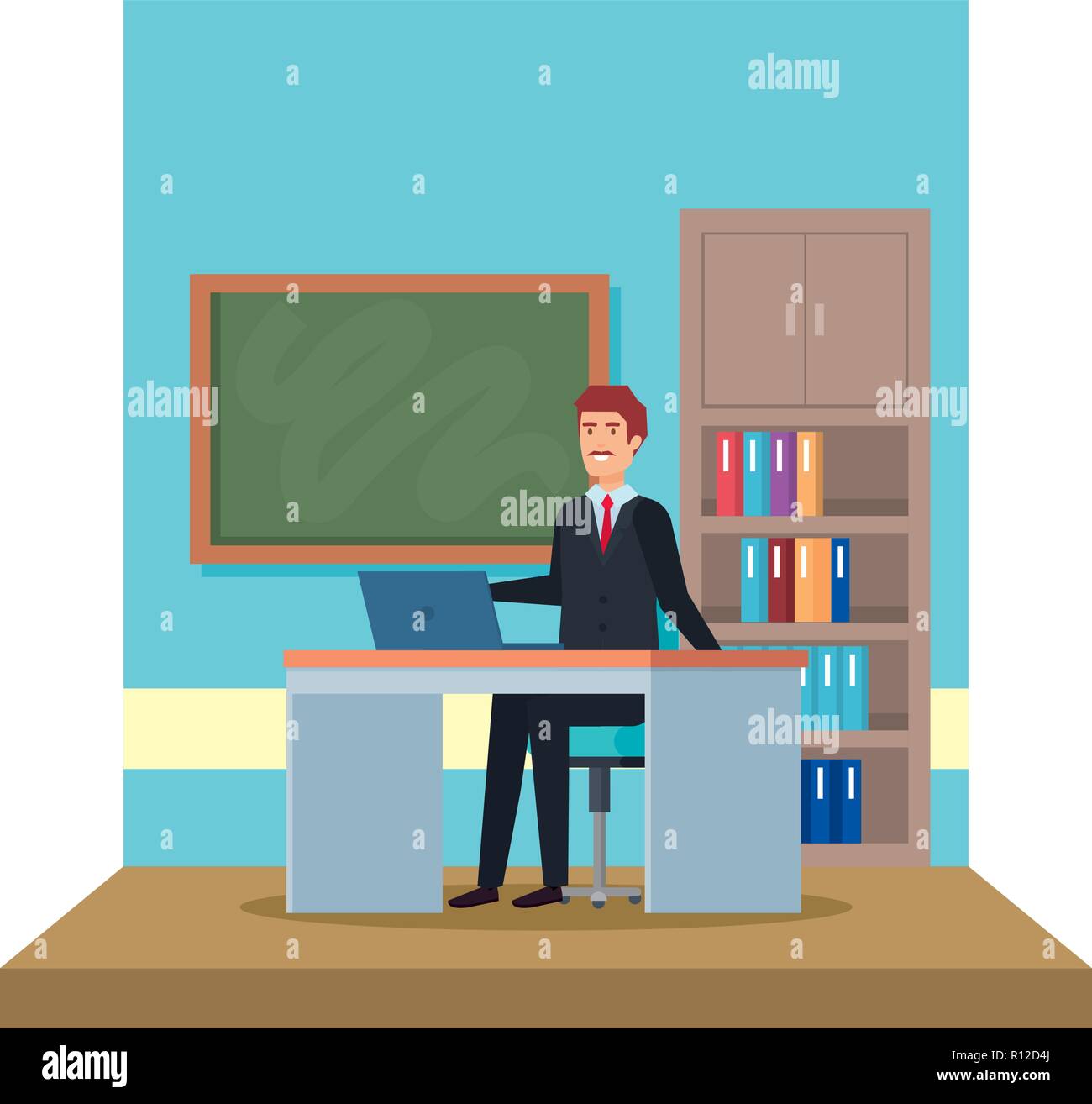 male teacher in the classroom vector illustration design Stock Vector ...