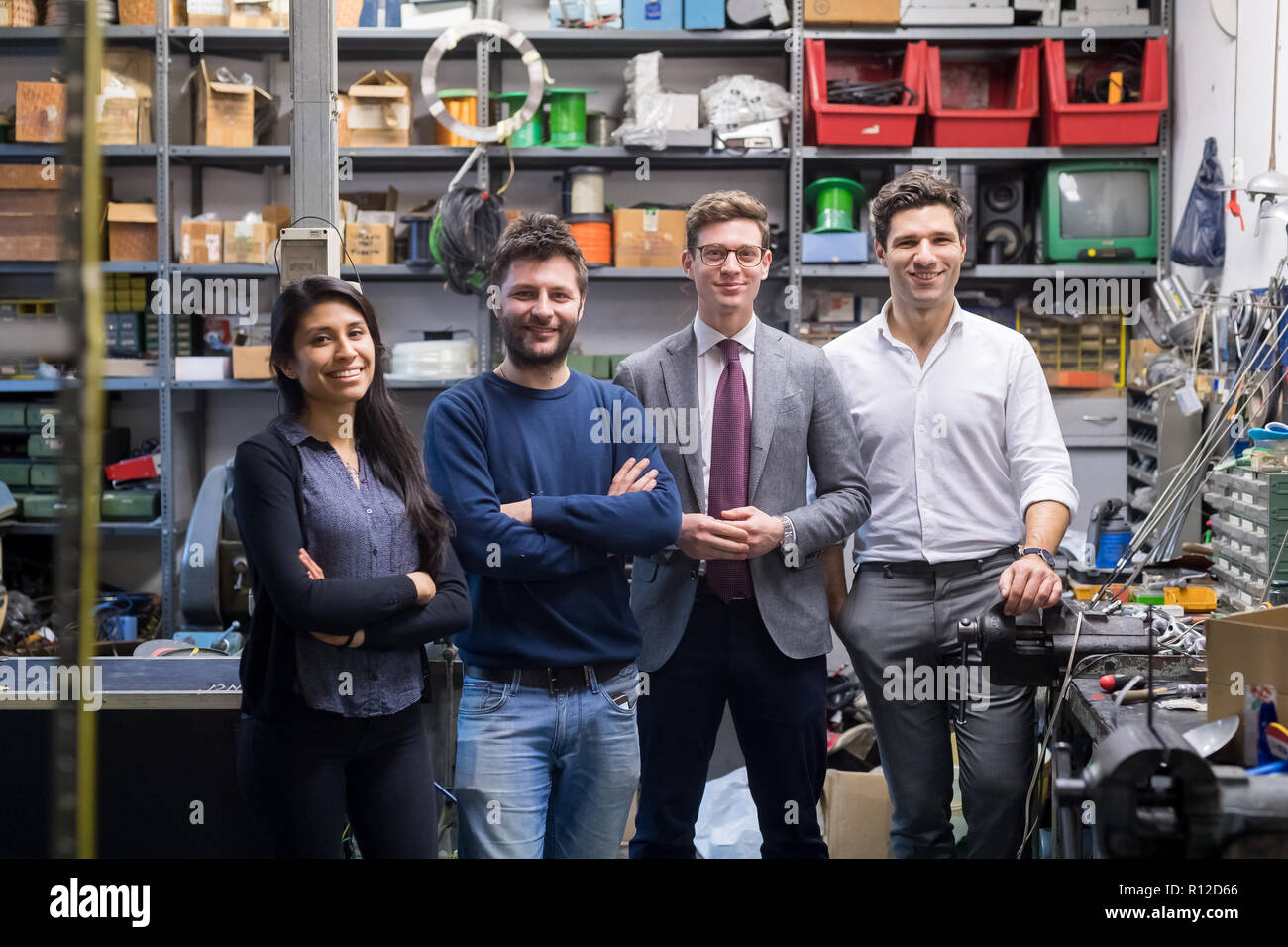Portrait of colleagues in warehouse Stock Photo - Alamy