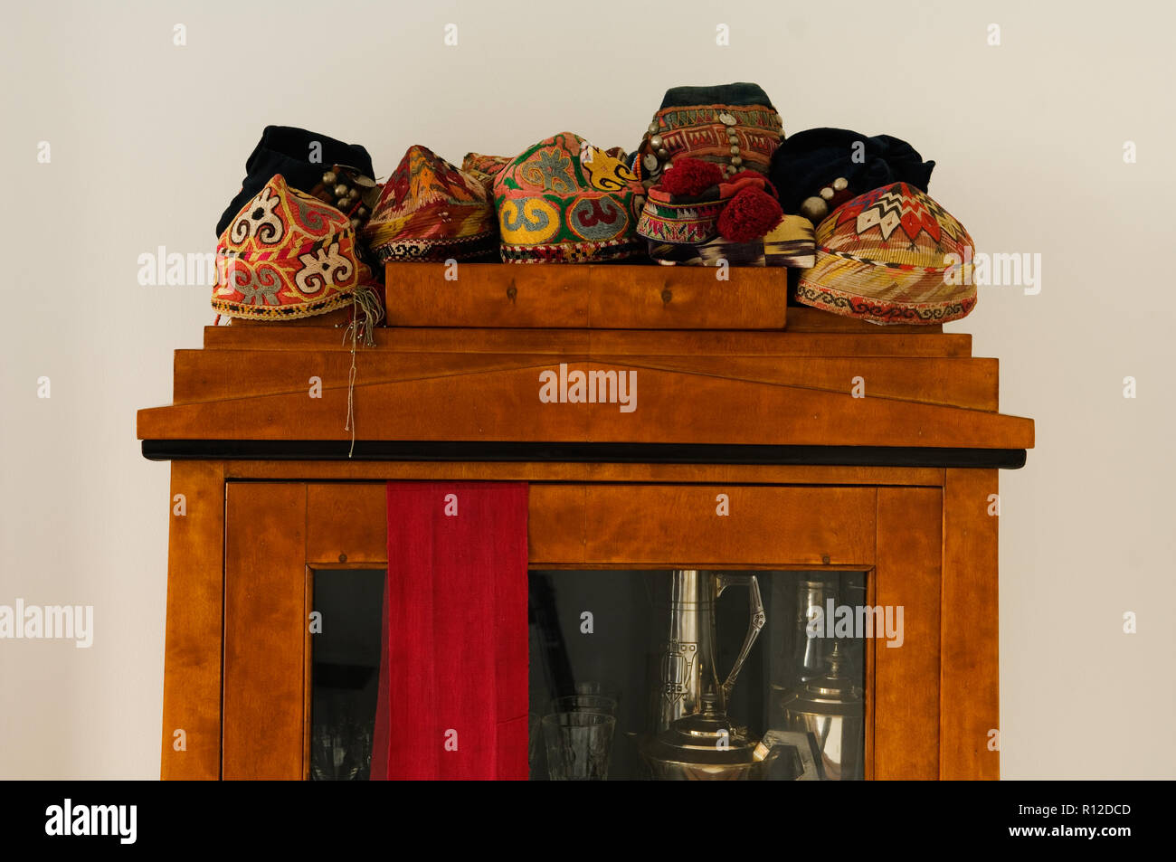 Embroidery on display case Stock Photo - Alamy