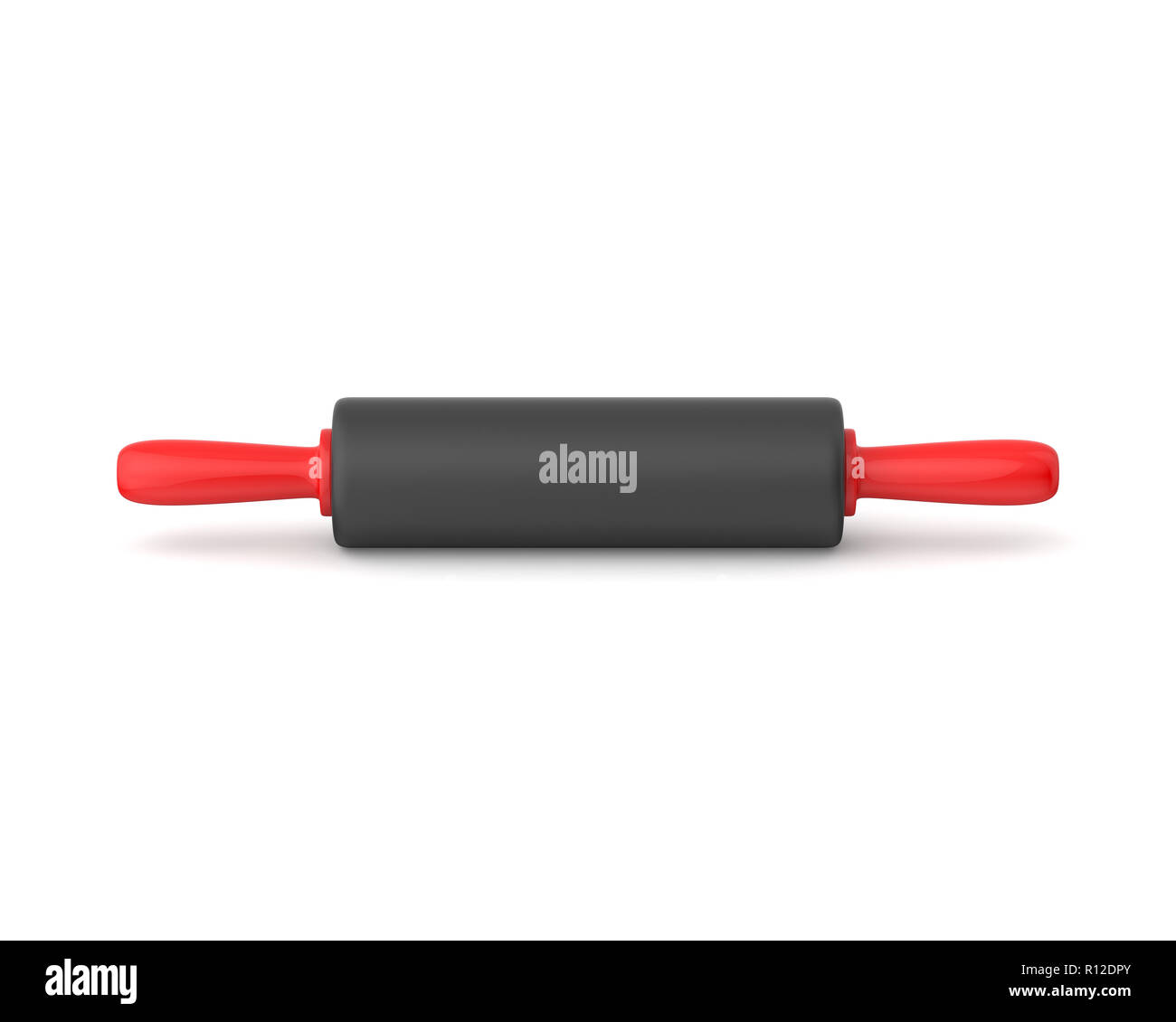 3d rendered non-stick rolling pin with plastic handles on a white ...
