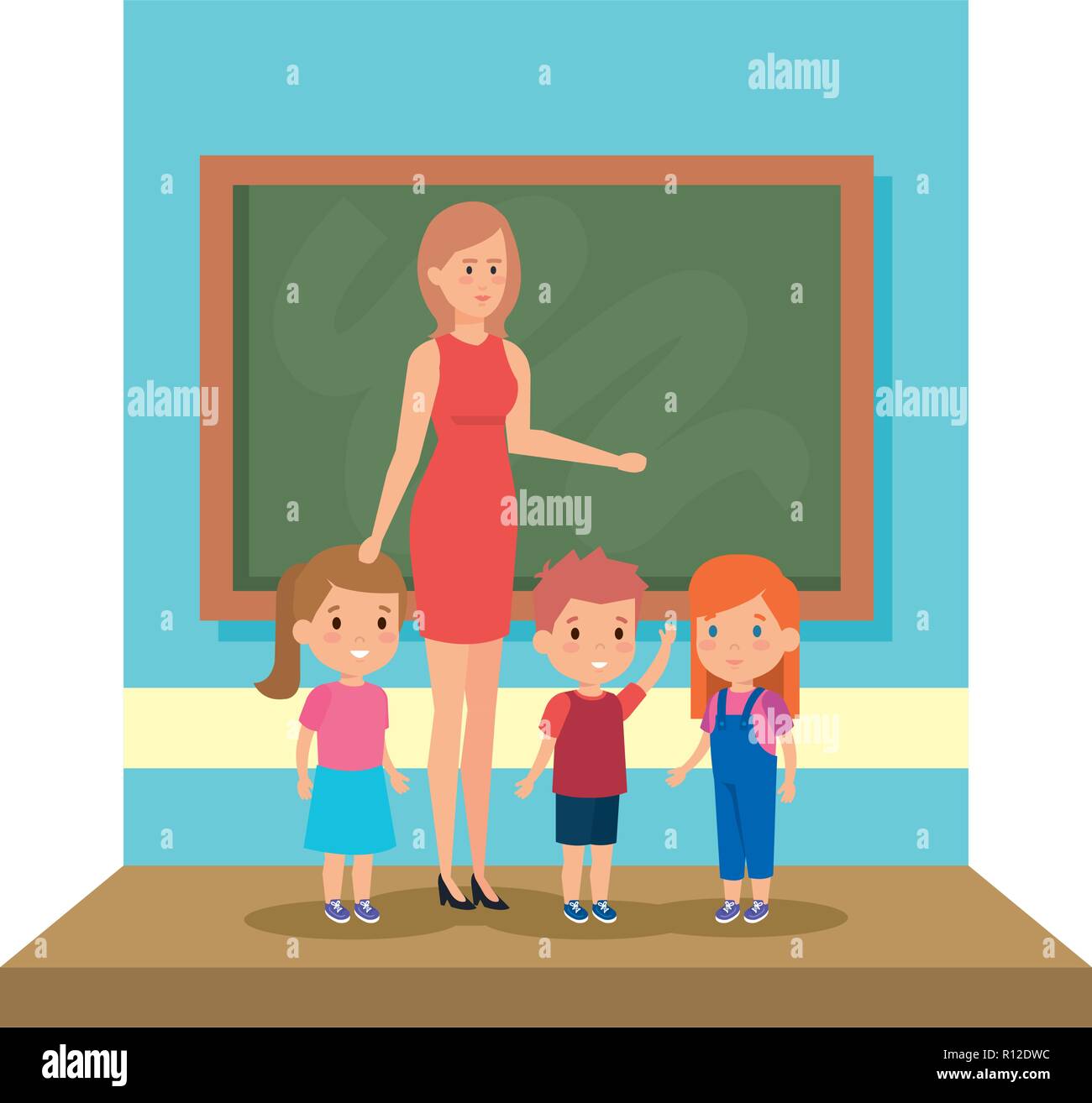 Girls school female teacher classroom Stock Vector Images - Alamy