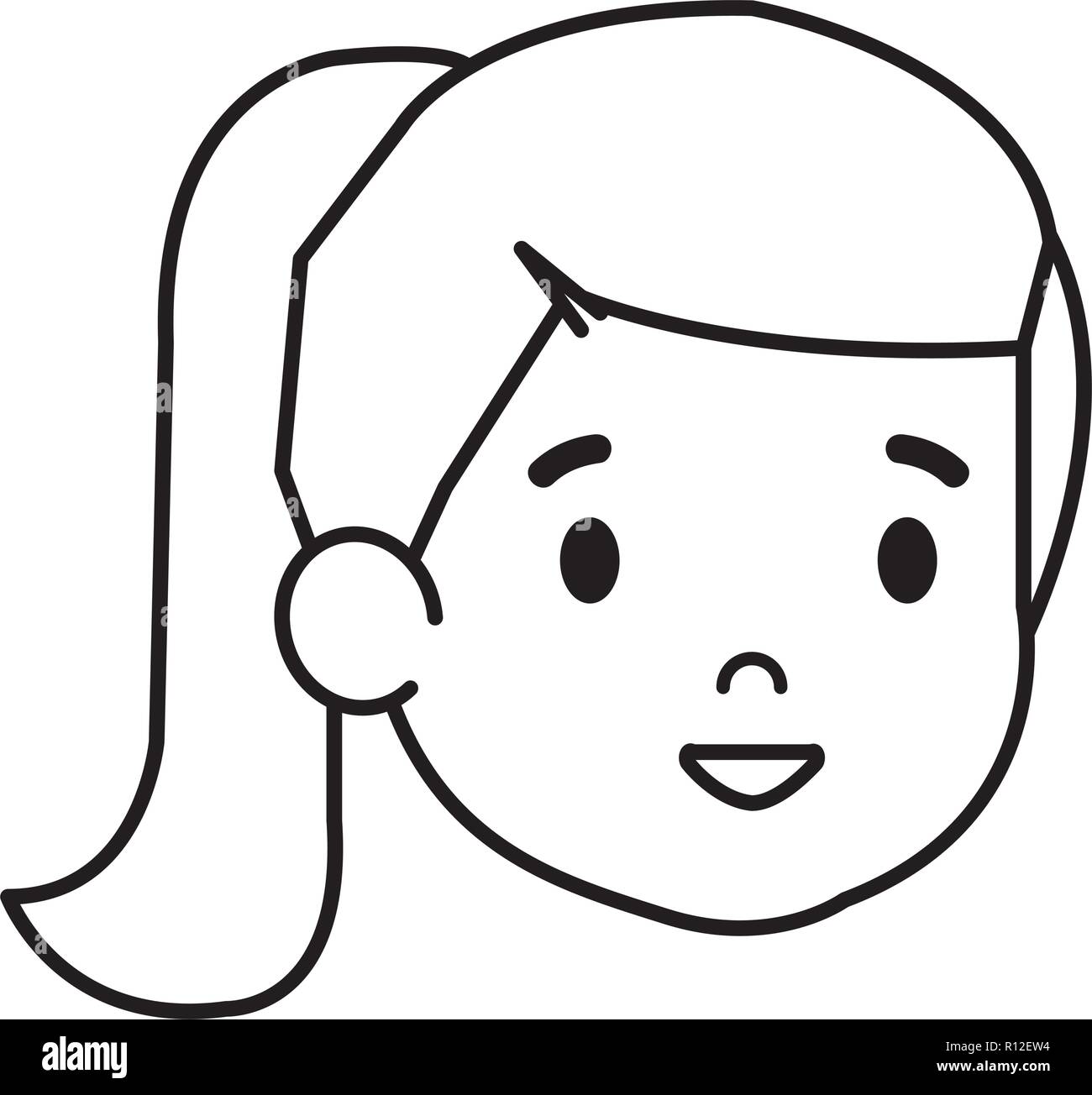 beautiful little girl head character Stock Vector Image & Art - Alamy
