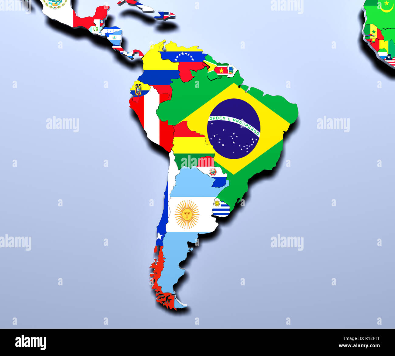 South America map 3d illustration Stock Photo - Alamy