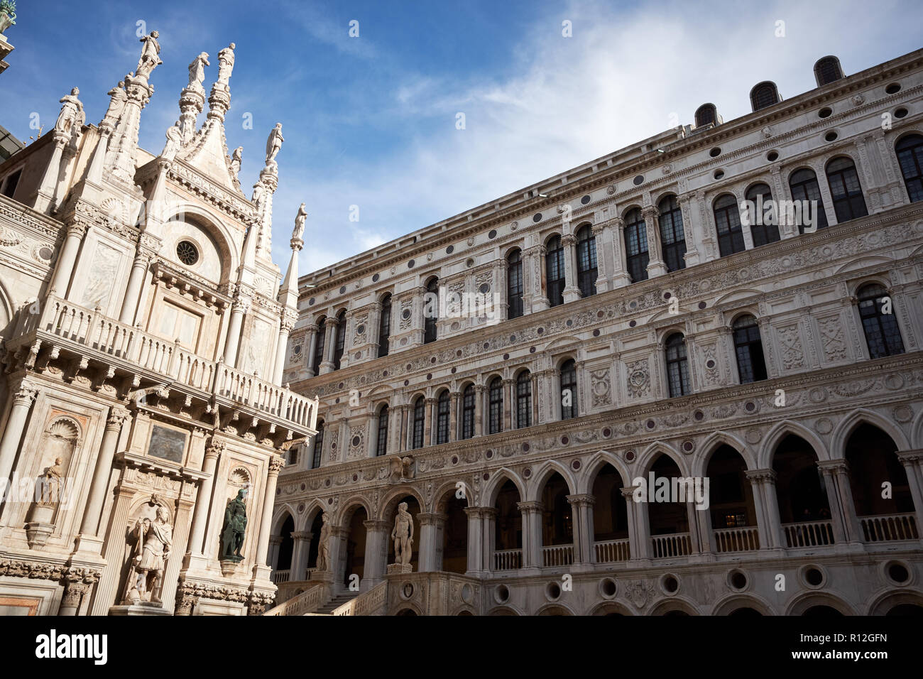 The exterior of The Doge's Palace in Venice, Italy, a masterpiece in ...