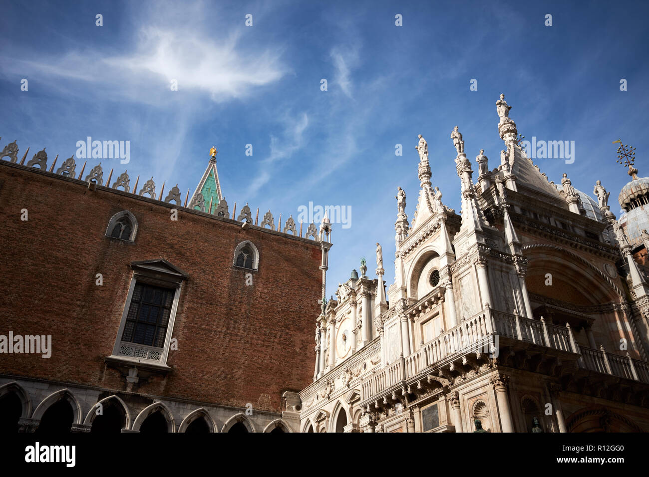 The exterior of The Doge's Palace in Venice, Italy, a masterpiece in ...