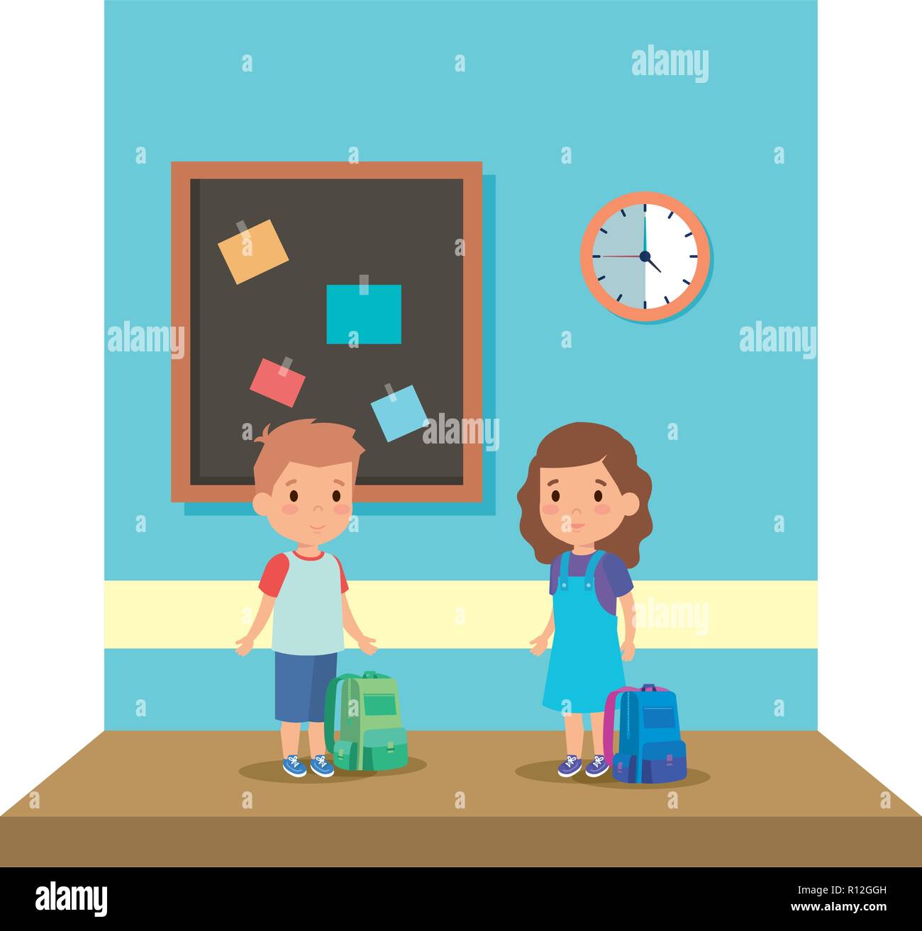 little school kids couple in the classroom Stock Vector Image & Art - Alamy