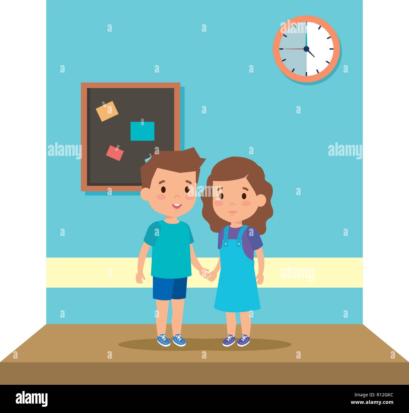 little school kids couple in the classroom Stock Vector Image & Art - Alamy