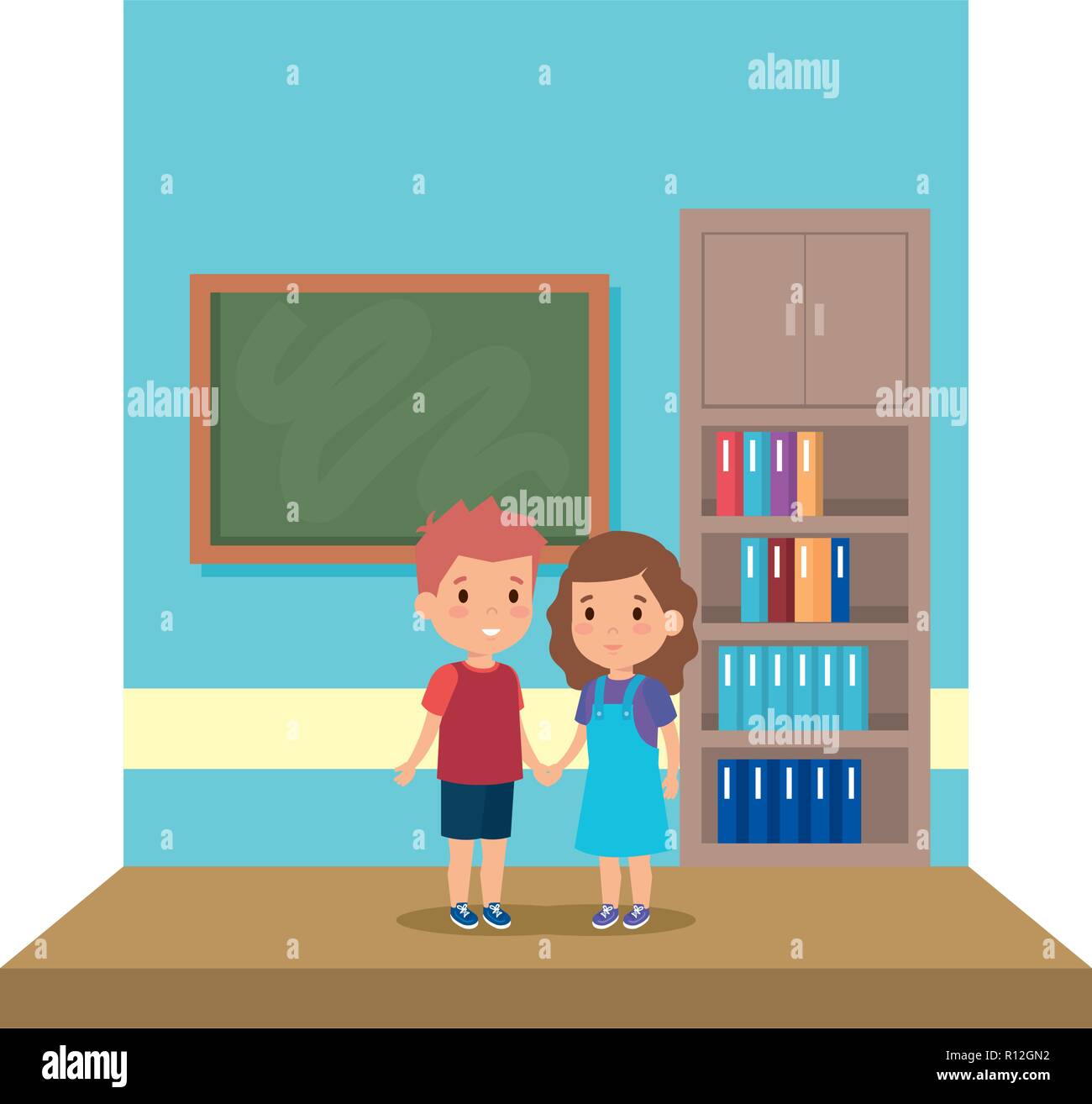little school kids couple in the classroom Stock Vector Image & Art - Alamy