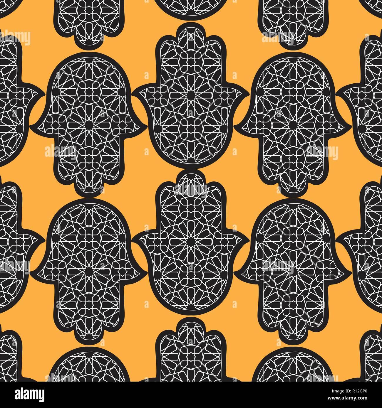Seamless arabic khamsa hand of fatima illustration background pattern ...
