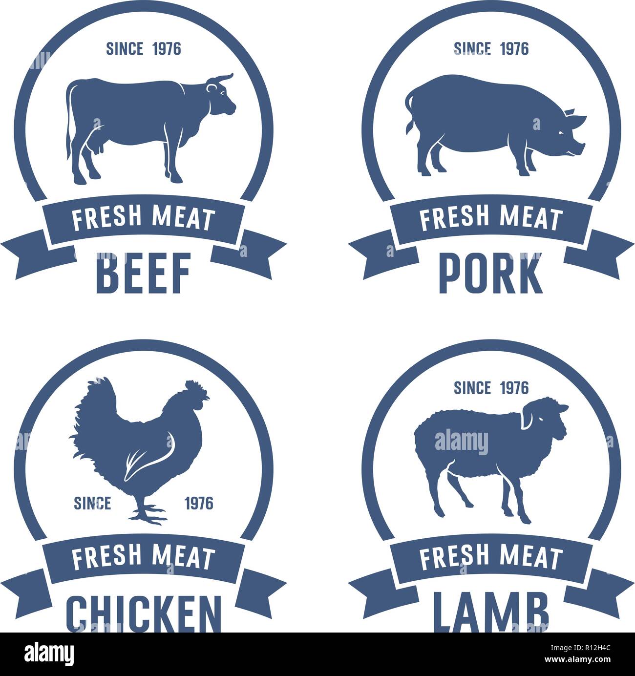 Vintage meat labels. Ideas for Farm Market and butcher shop Stock ...