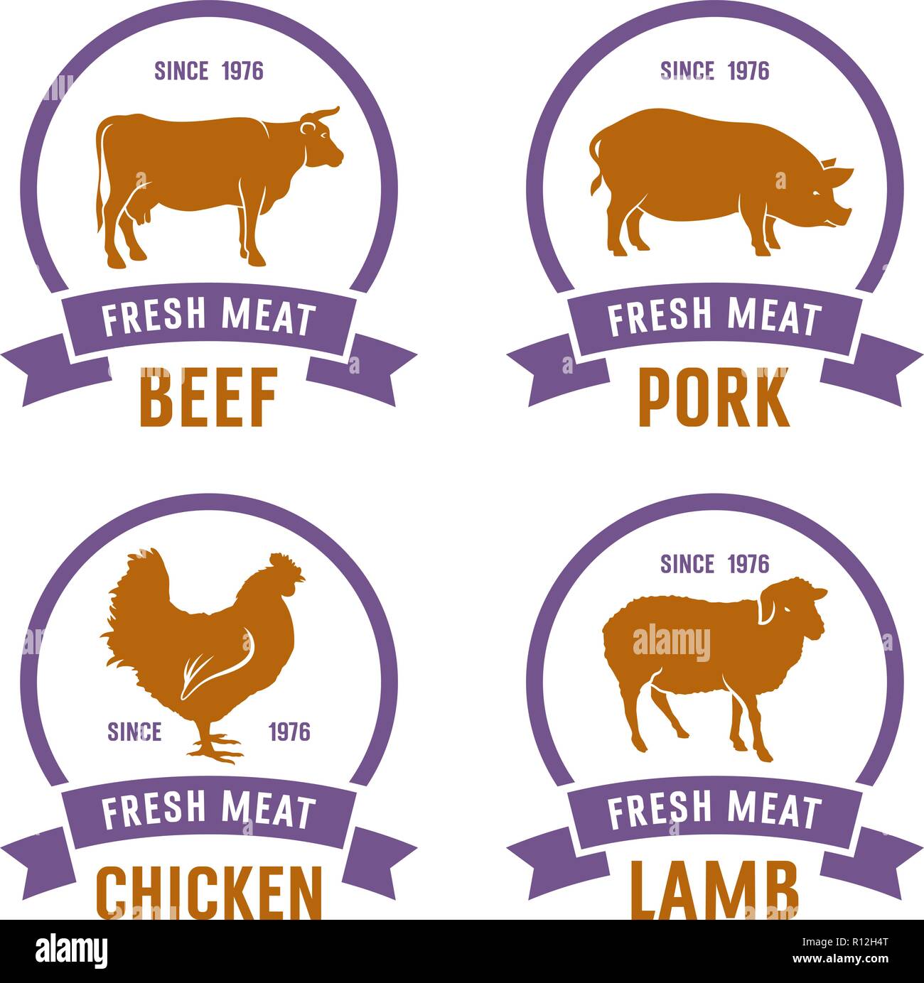 Vintage meat labels. Ideas for Farm Market and butcher shop Stock ...