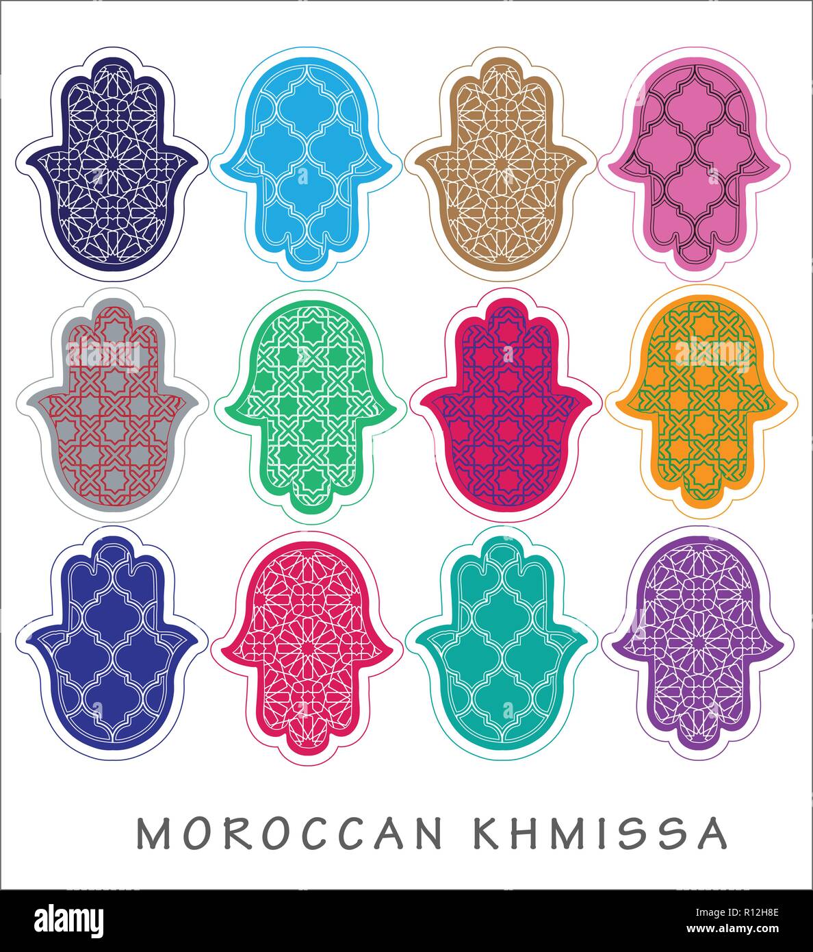 Seamless arabic khamsa hand of fatima illustration background pattern ...