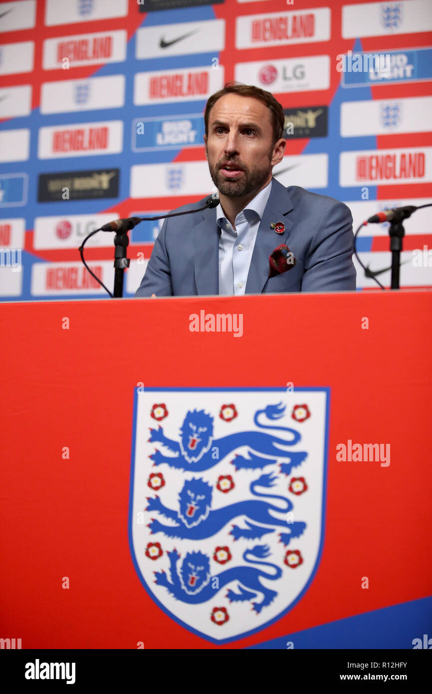 England Manager Gareth Southgate during the press conference at Wembley ...