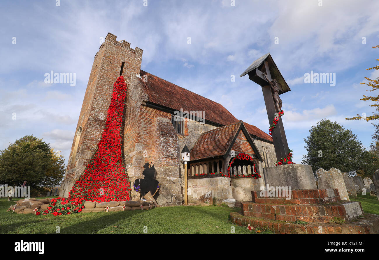 Over 4000 individually knitted poppies, part of a piece of art called ...