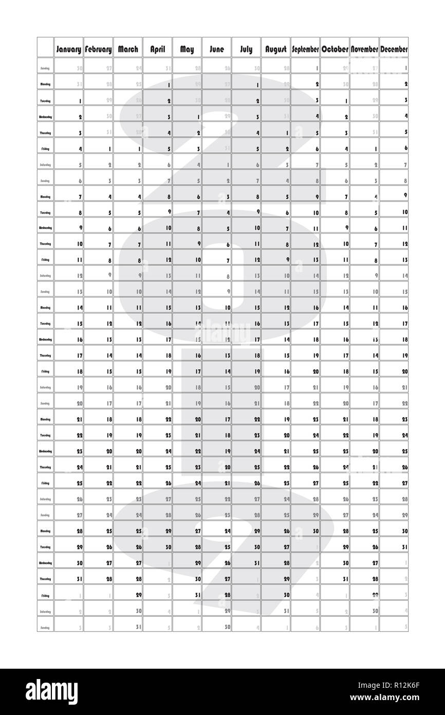 Calendar 2019 hi-res stock photography and images - Alamy
