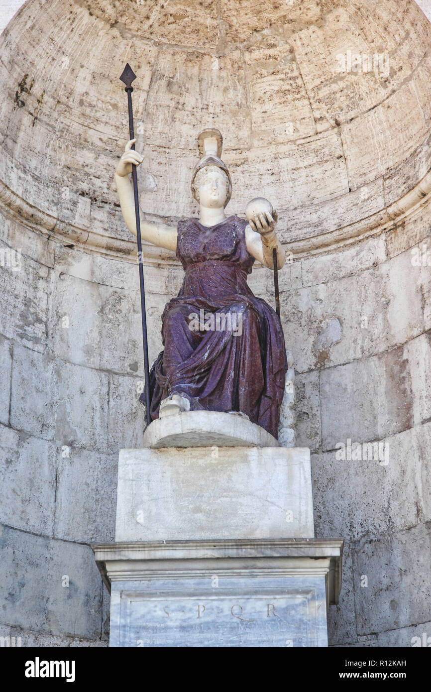 Statue of the goddess Rome, Piazza del Campidoglio, Rome, Lazio, Italy ...
