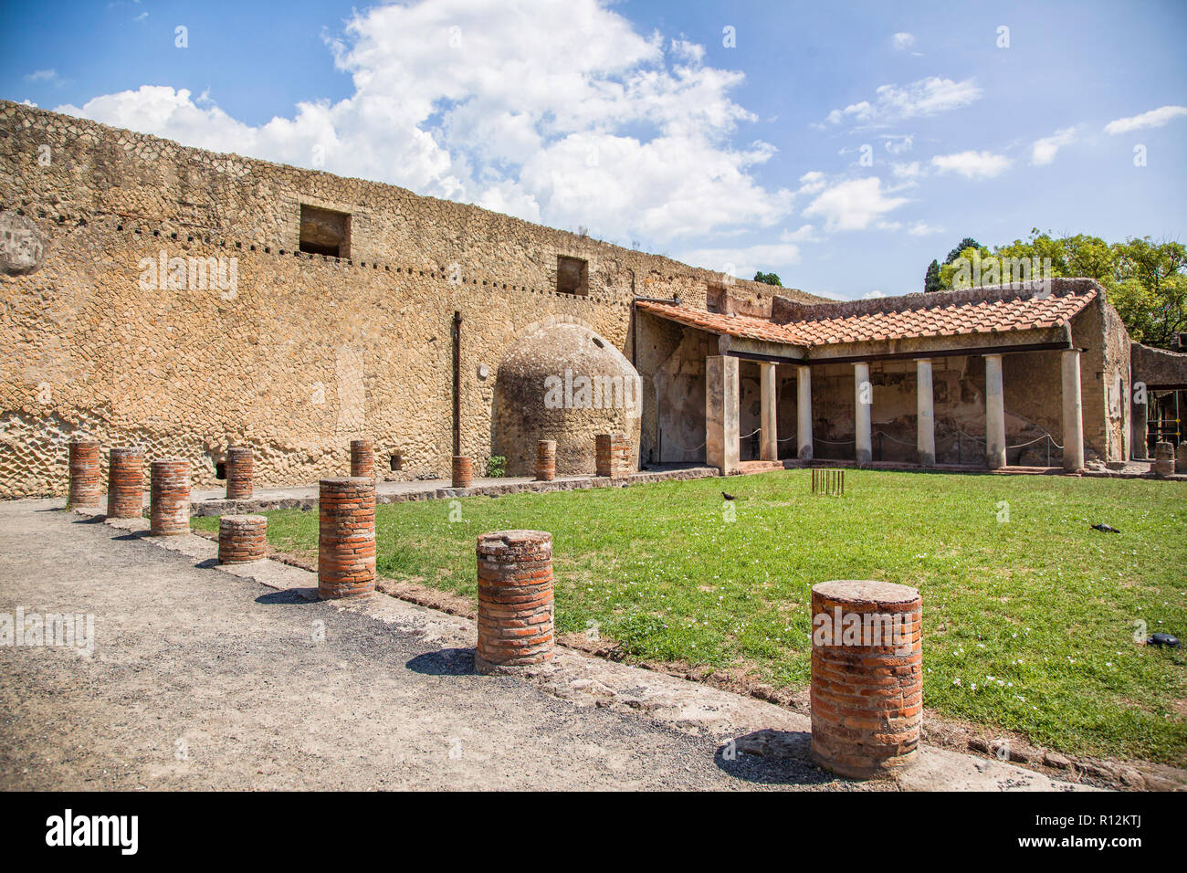 Ruin of a town in the ancient Roman city of Herculaneum, Campania ...