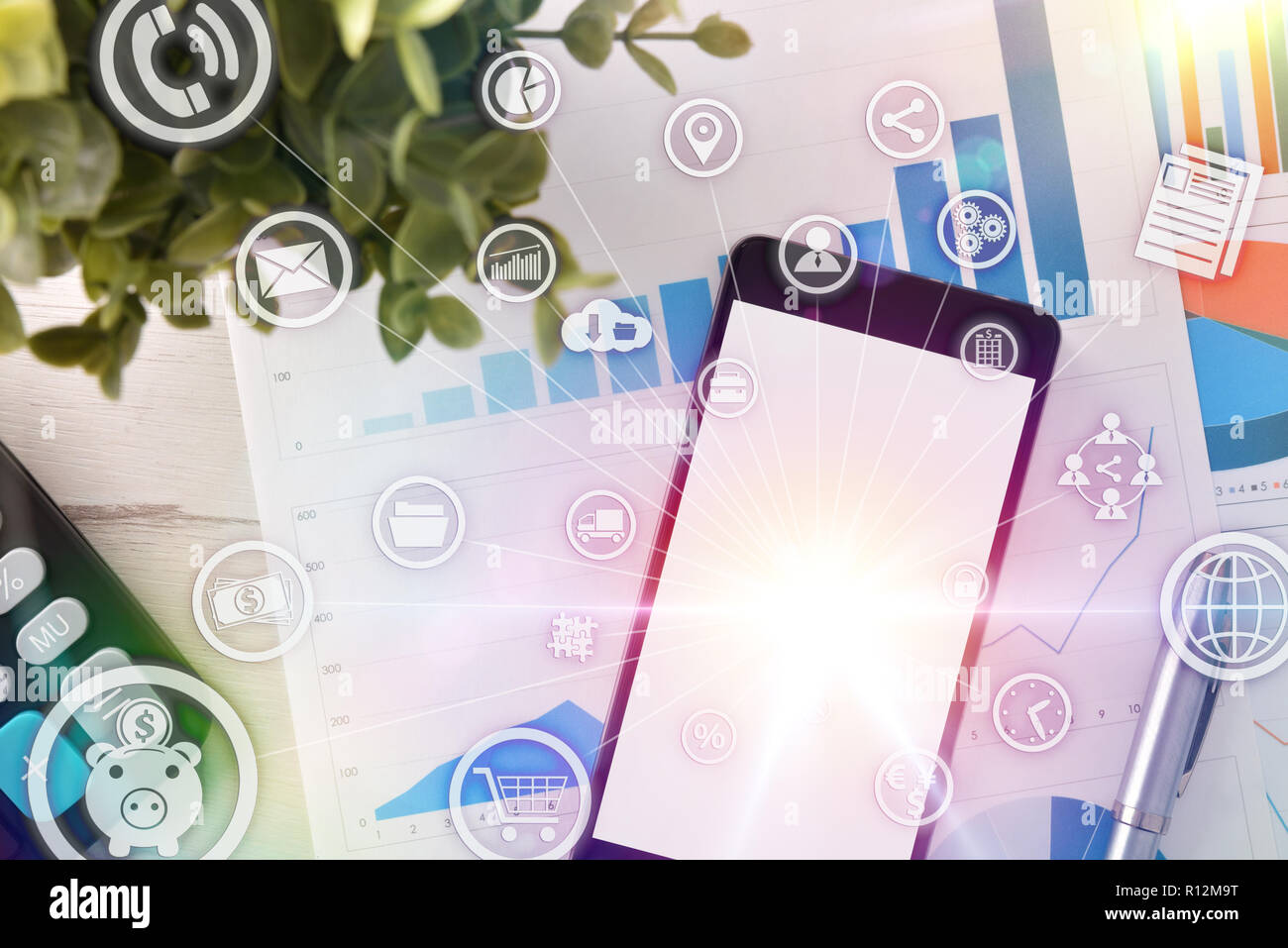 Graphic diagram of electronic commerce with icons. Concept of ...