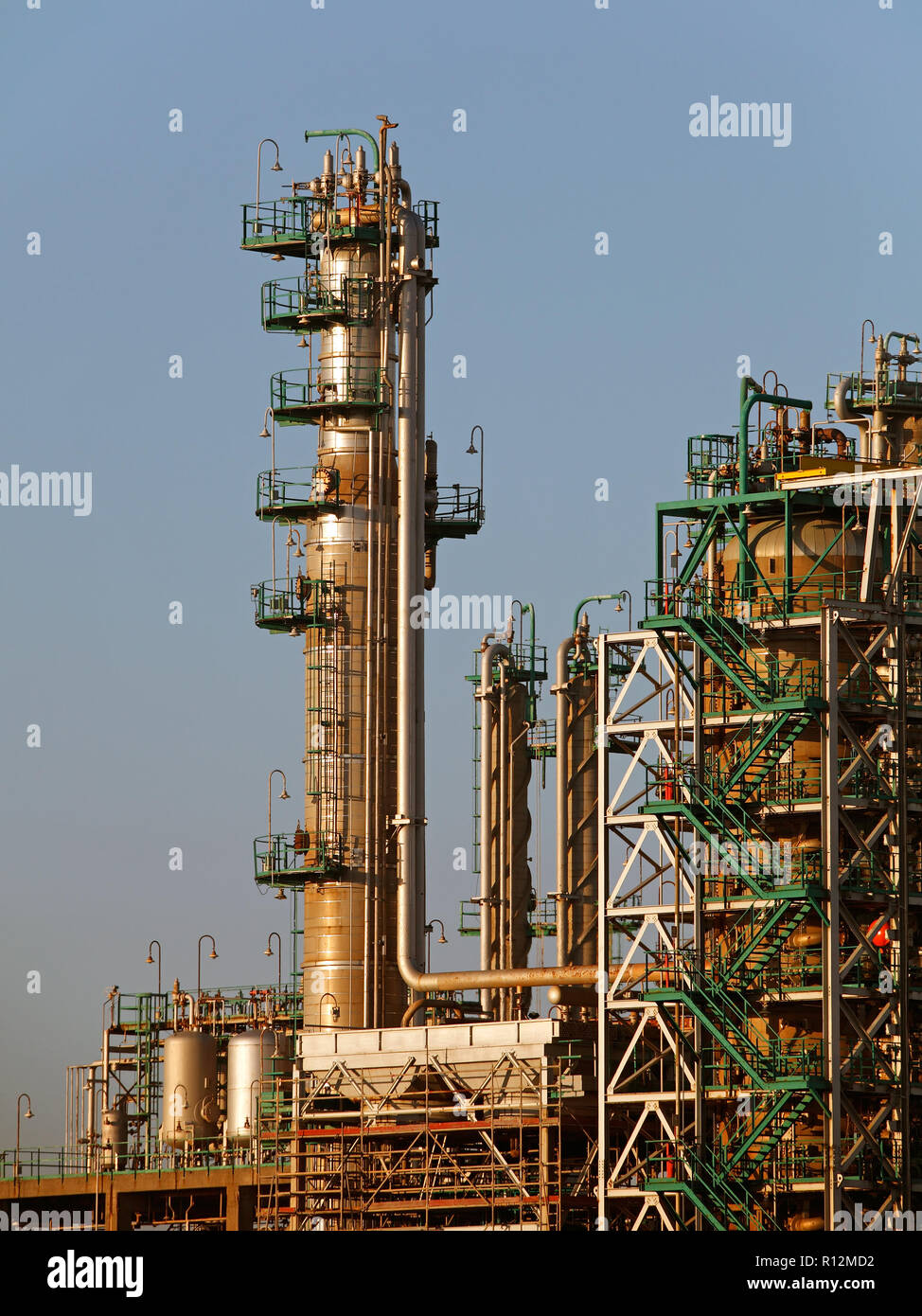 Part of a big oil refinery and powerplant under construction Stock ...