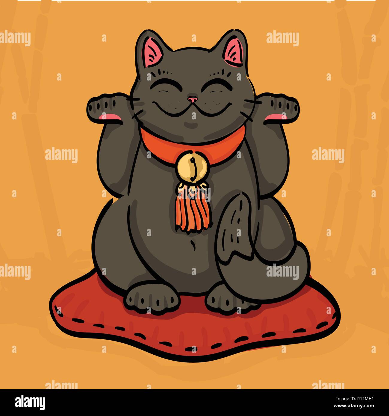 Maneki Neko Japanese Beckoning Cat Stock Vector Images - Alamy