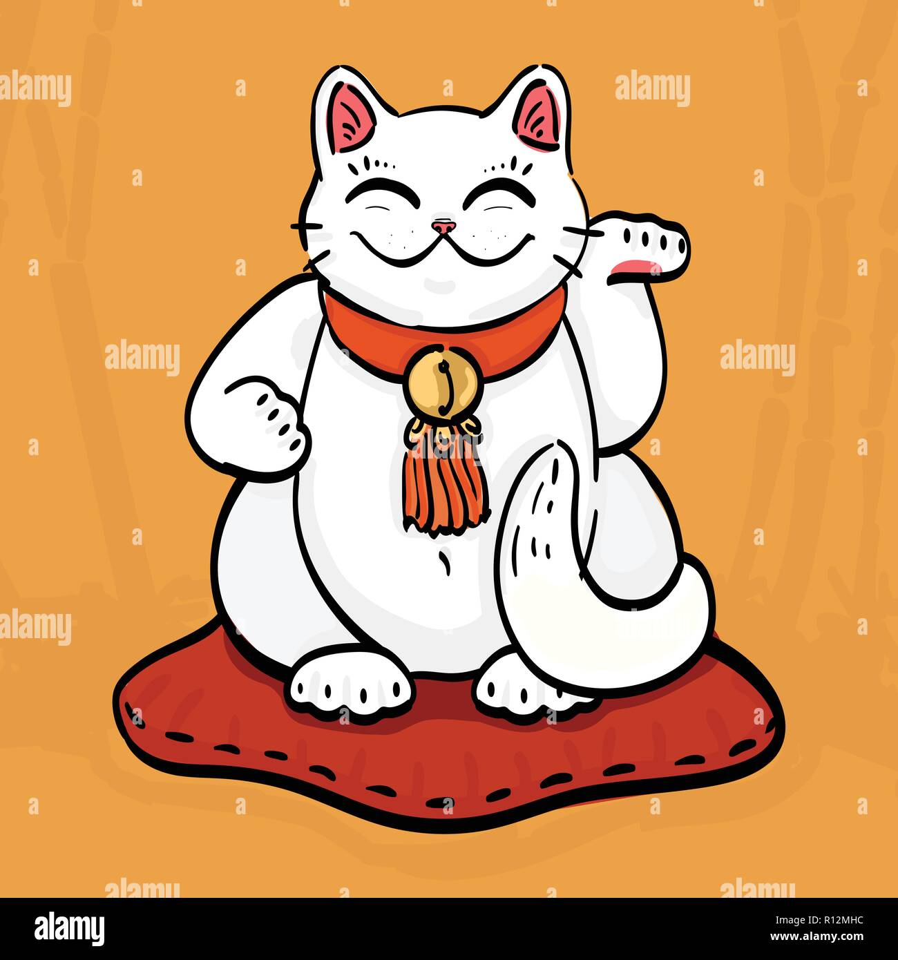 Maneki Neko Japanese Beckoning Cat Stock Vector Images - Alamy