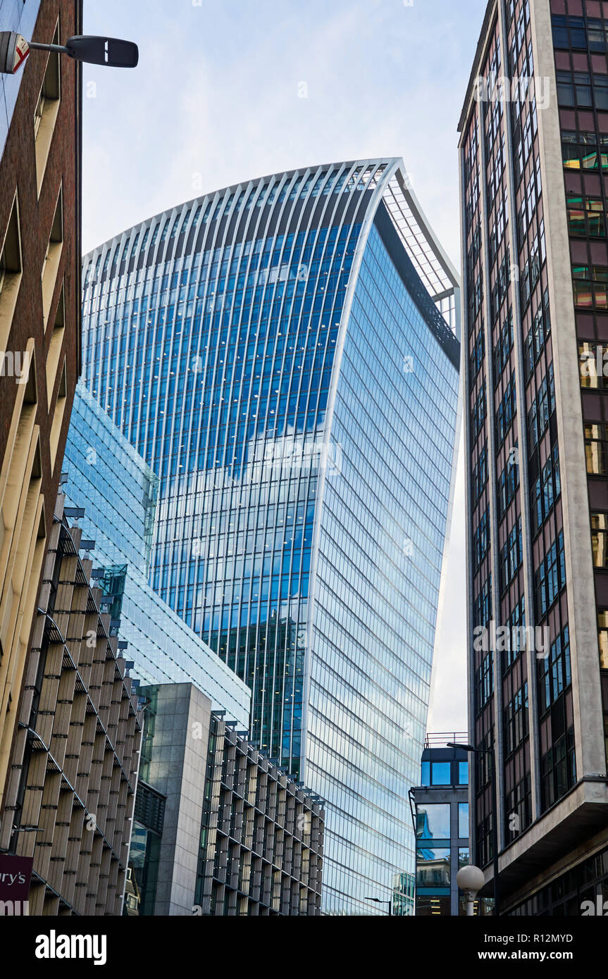 The Walkie Talkie Tower from Fenchurch Street in the City of London UK ...