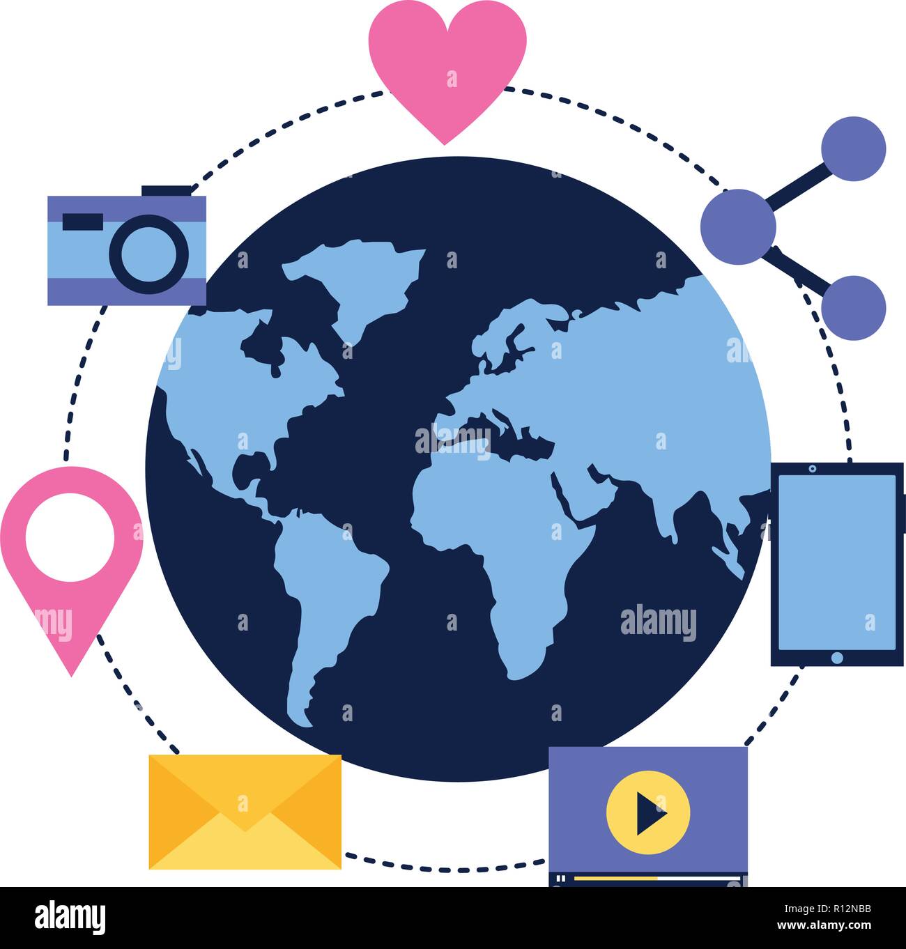 social media digital global connection vector illustration Stock Vector ...