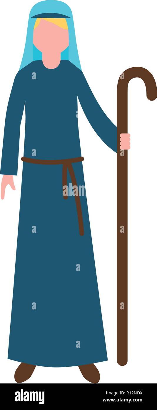 saint joseph character manger merry christmas vector illustration Stock ...