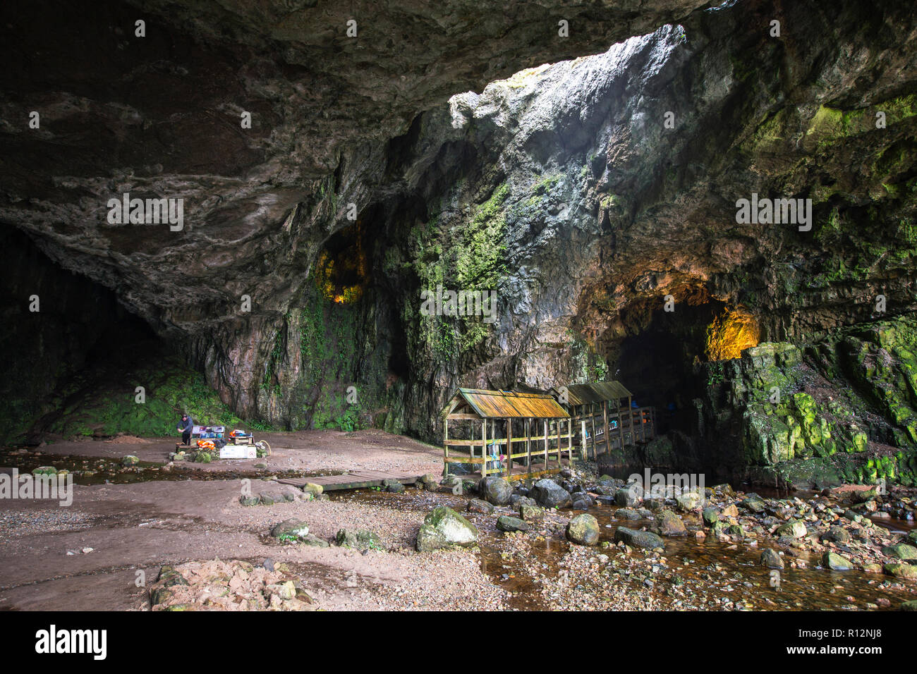 Smoo Cave in Durness, Sutherland, UK, the UK's largest sea cave Stock ...